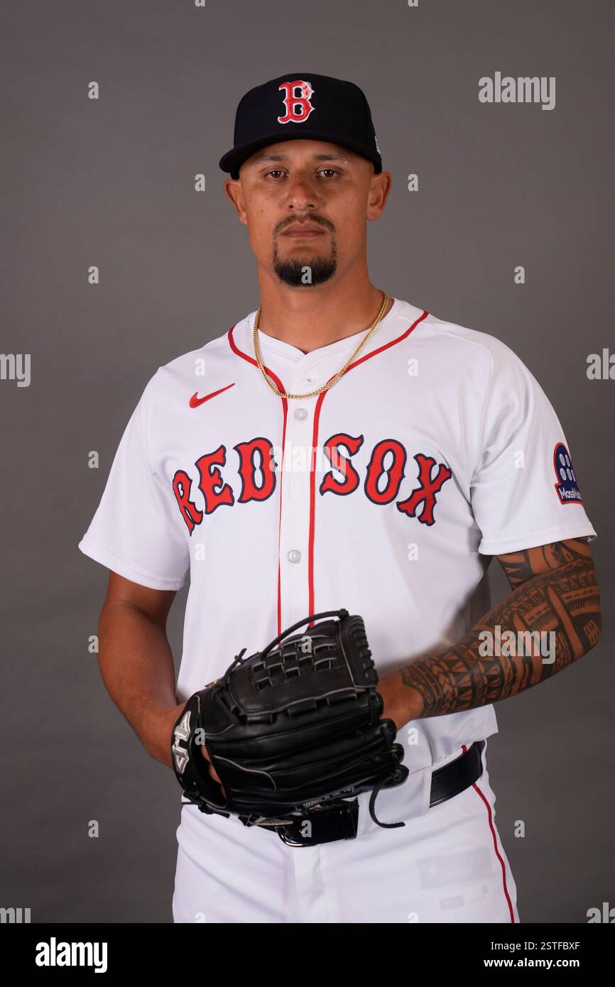 Boston Red Sox pitcher Brennan Bernardino poses during photo day at the ...