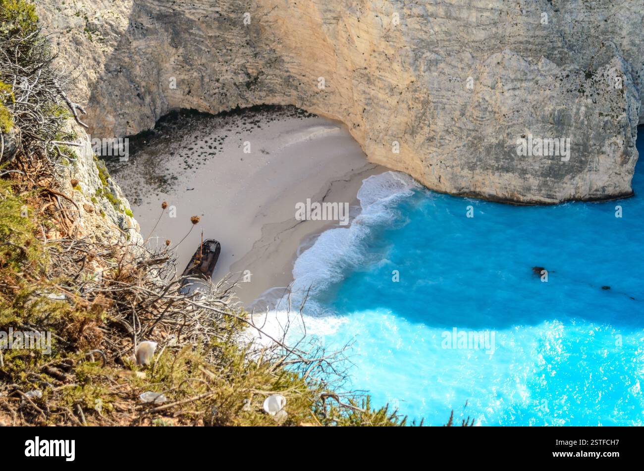 Aerial View of the Famous Shipwreck Bay at Navagio Beach in Zante ...