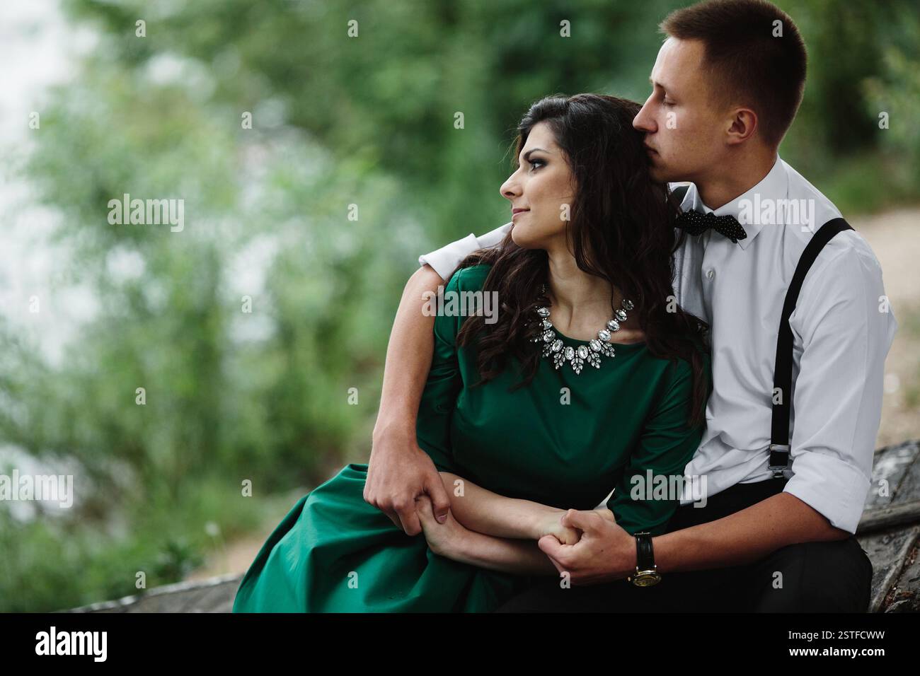 Happy man woman hug smile hi-res stock photography and images - Alamy