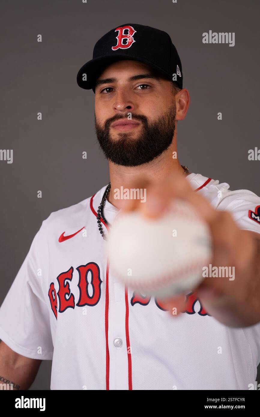 Boston Red Sox pitcher Patrick Sandoval poses during photo day at the ...