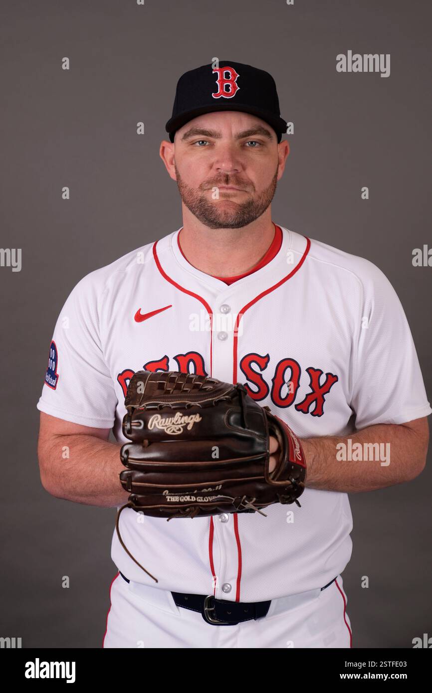 Boston Red Sox pitcher Liam Hendriks poses during photo day at the team ...