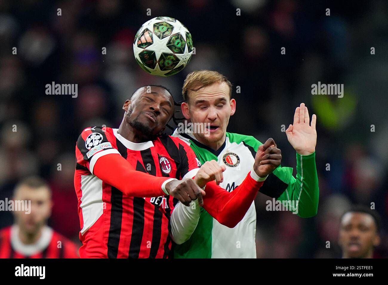 Milano, Italia. 18th Feb, 2025. AC Milan's Tammy Abraham fights for the ...