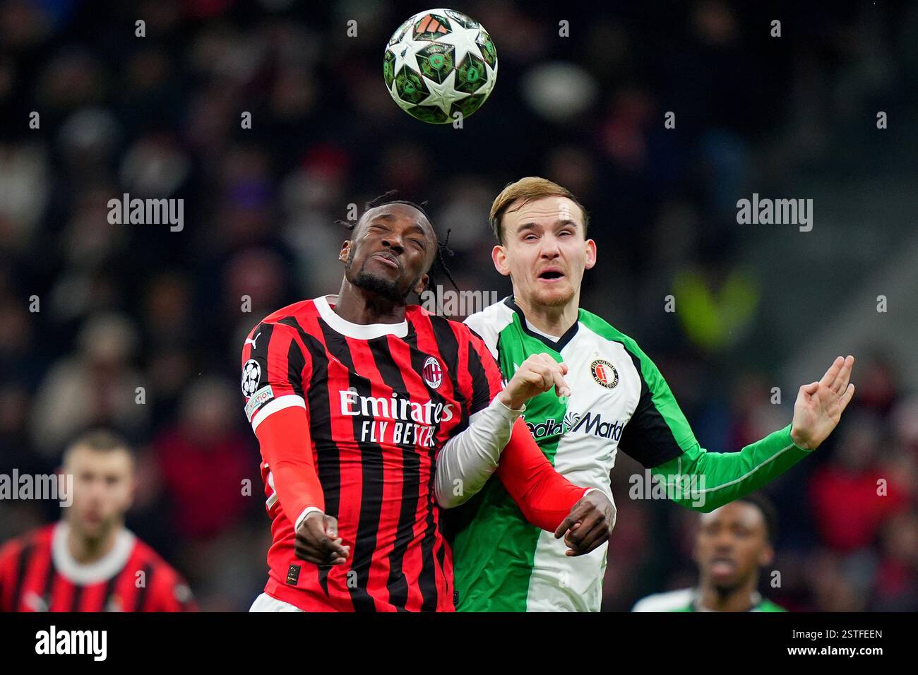 Milano, Italia. 18th Feb, 2025. AC Milan's Tammy Abraham fights for the ...