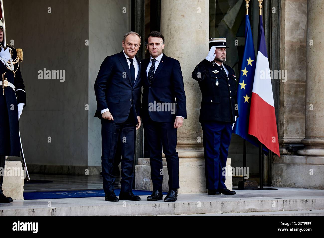Paris, France. 17th Feb, 2025. French President Emmanuel Macron and ...