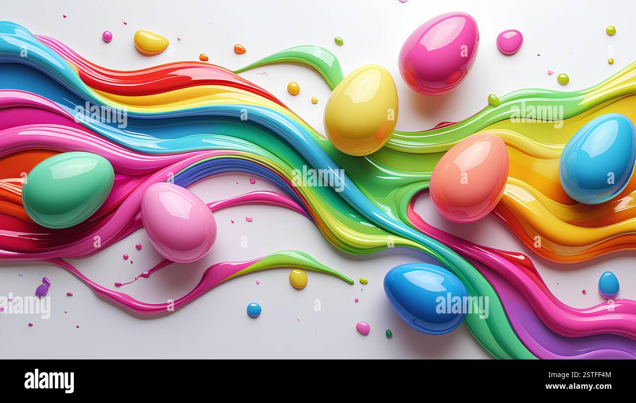Vibrant Easter Eggs in Colorful Liquid Splash - Symbol of Joy, Rebirth ...