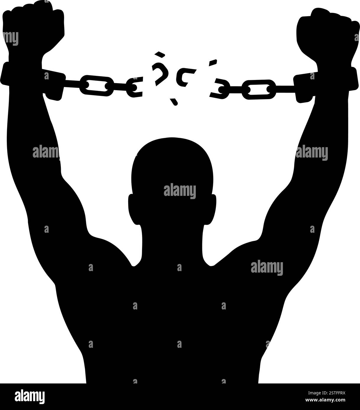 Silhouette of a person Breaking Chains Symbolizing Freedom. vector illustration Stock Vector ...
