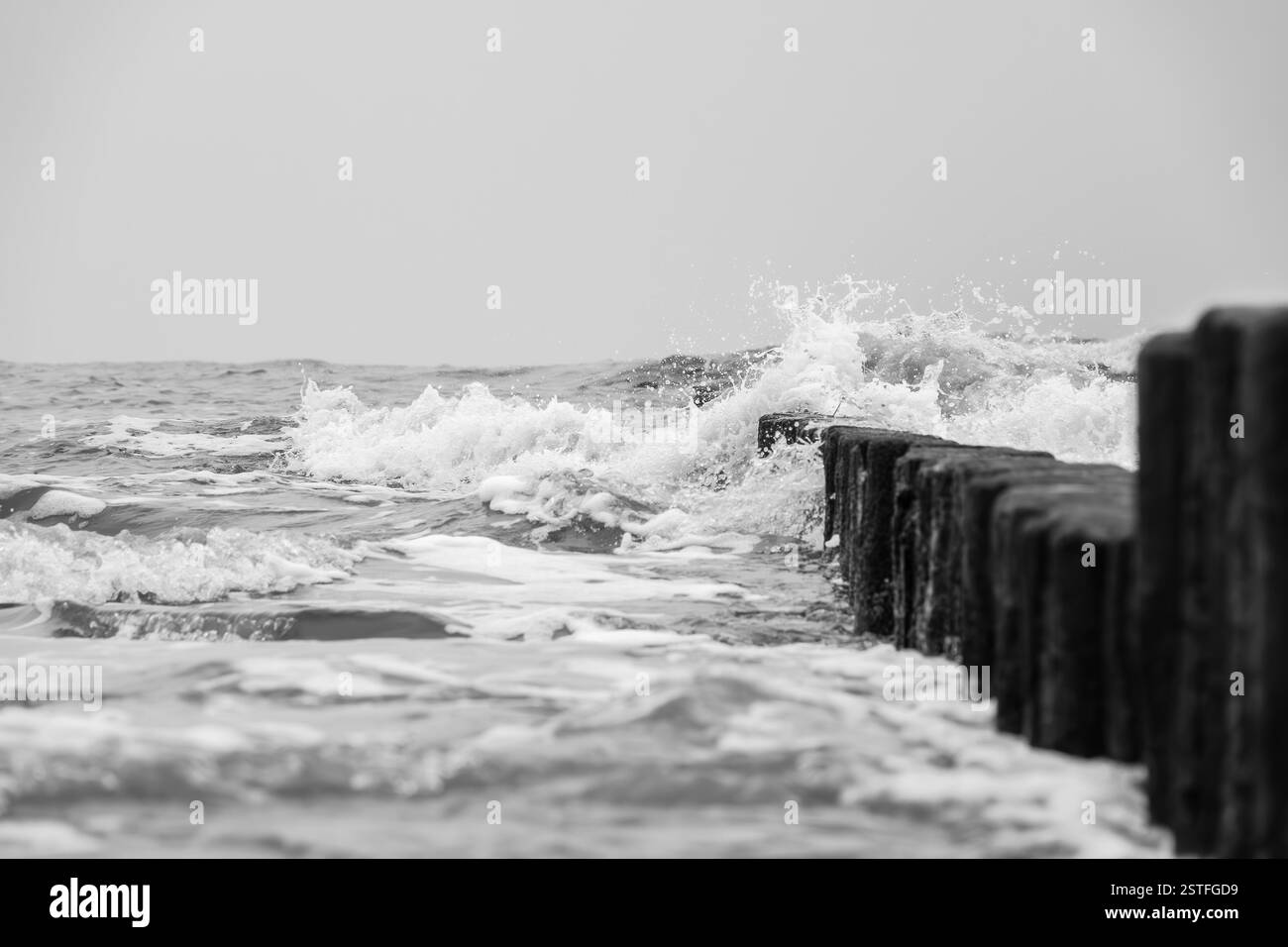 Waves on sea in Black and White Stock Photos & Images - Alamy