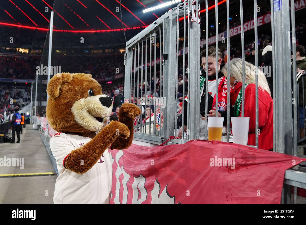 Bayern Munich mascot Berni and fans ahead of the UEFA Champions League ...