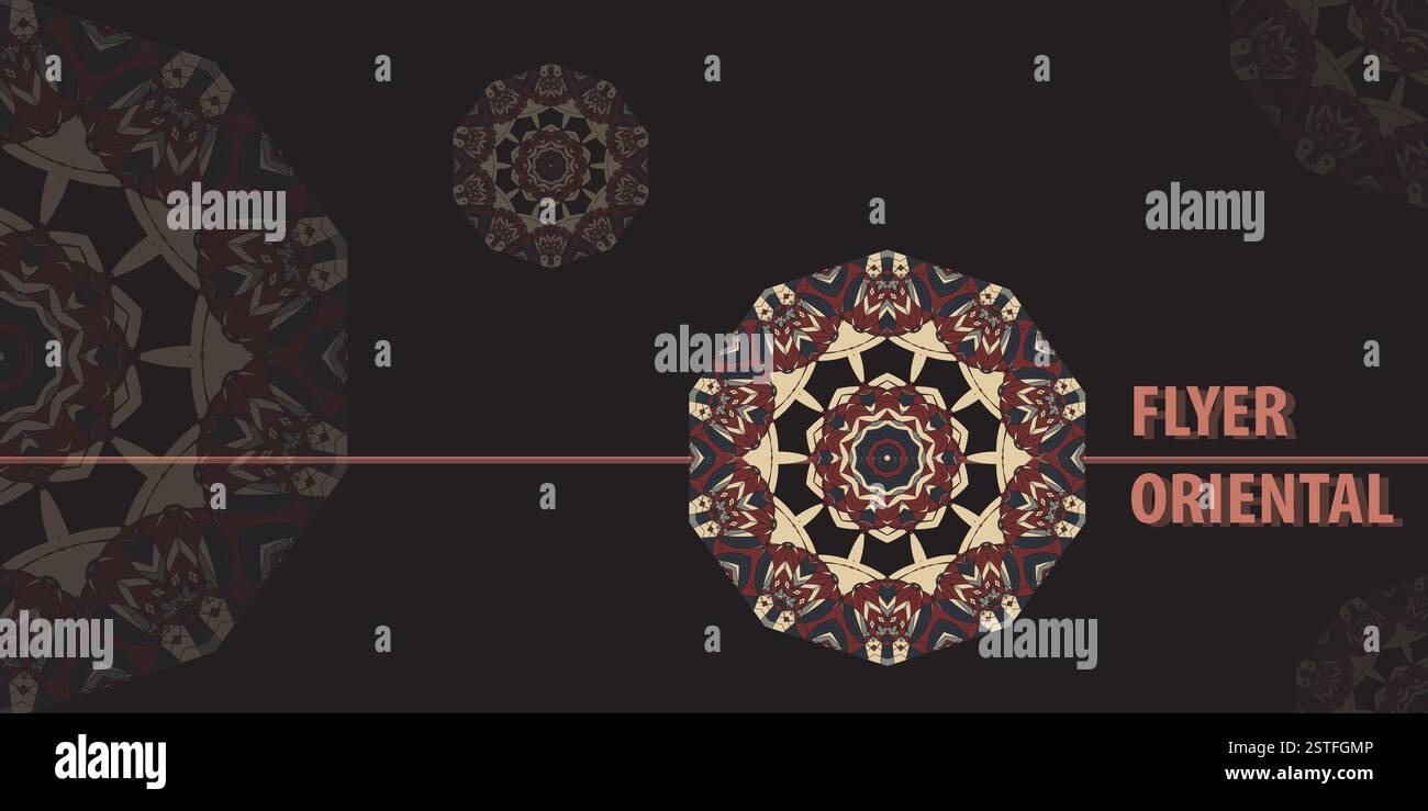 Flayer template design in brown color. Abstract Retro Ornate Mandala ...