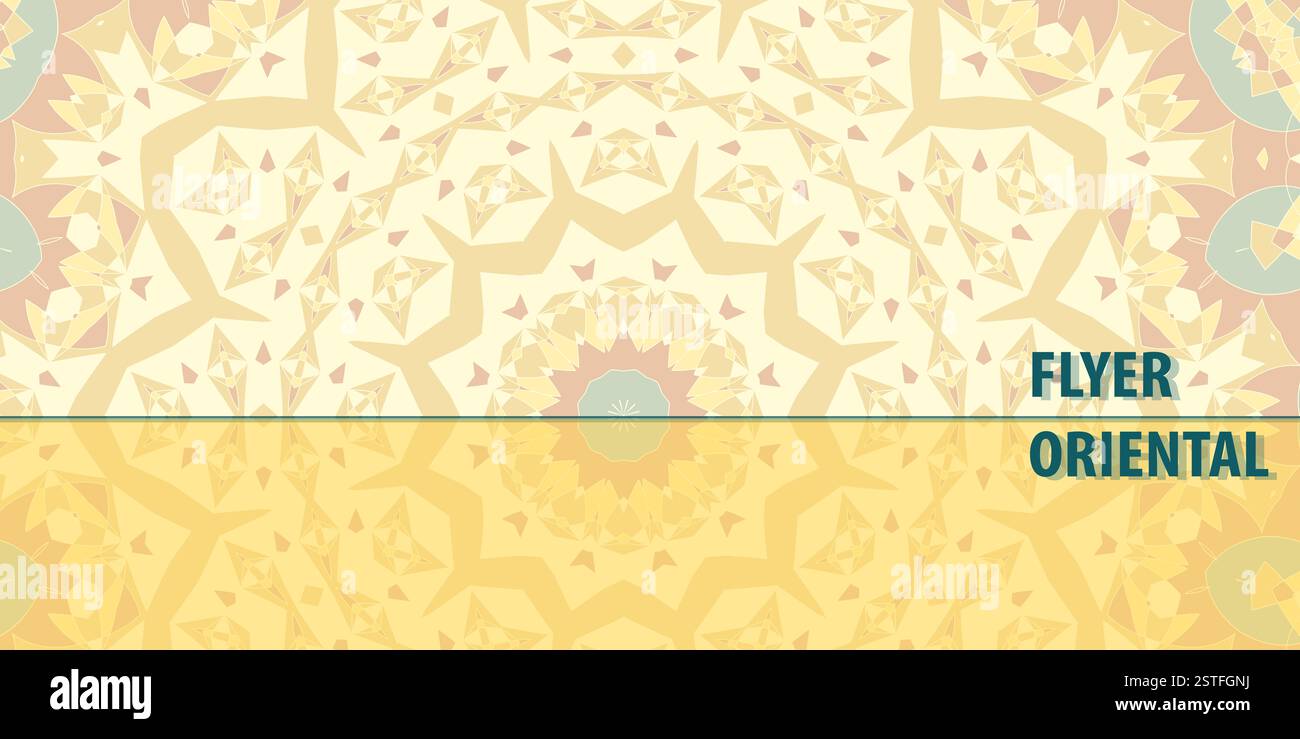 Flayer template design in yellow color. Abstract Retro Ornate Mandala ...