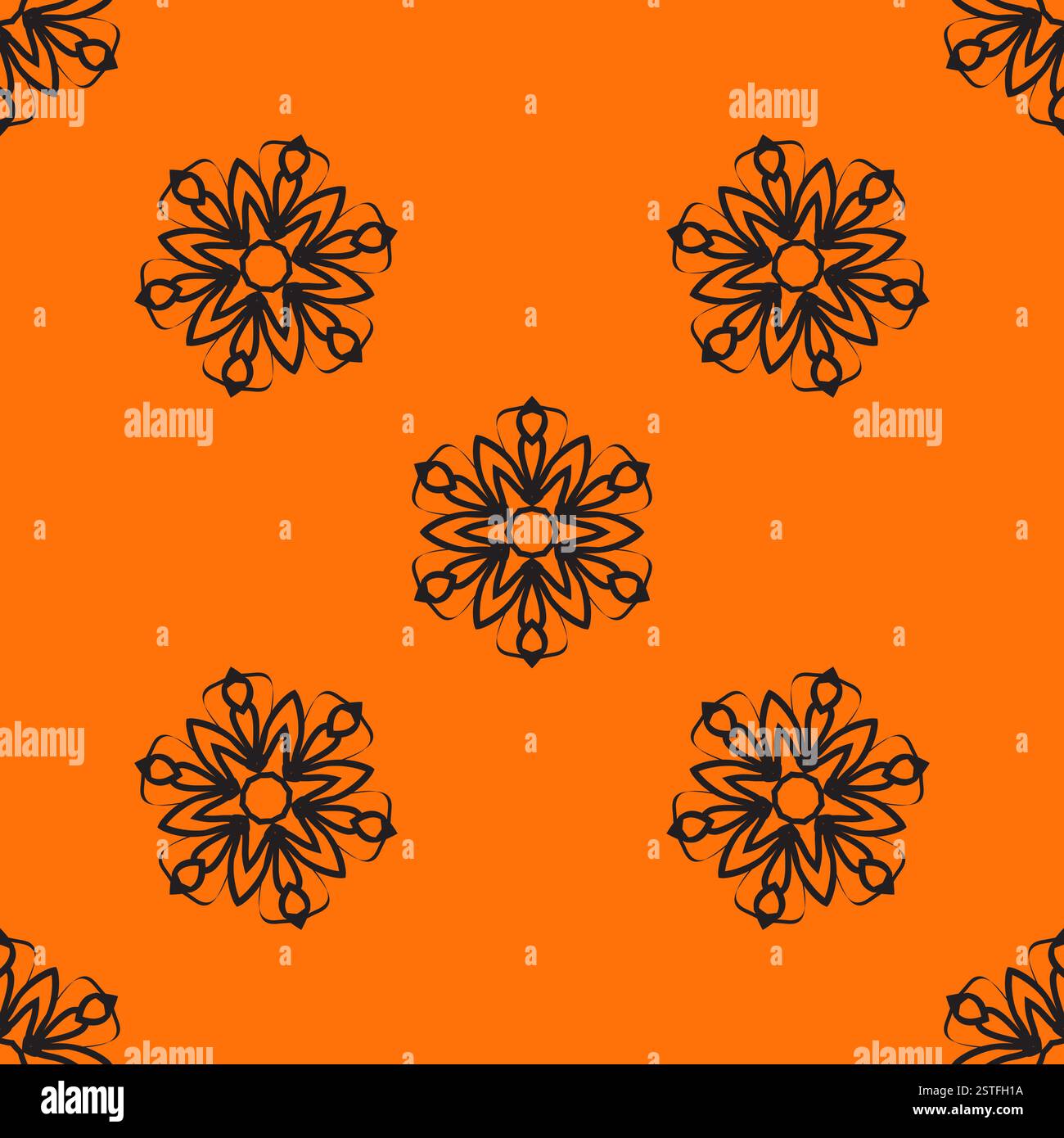 Orange elegant Ornamental stylized flower pattern for your design ...