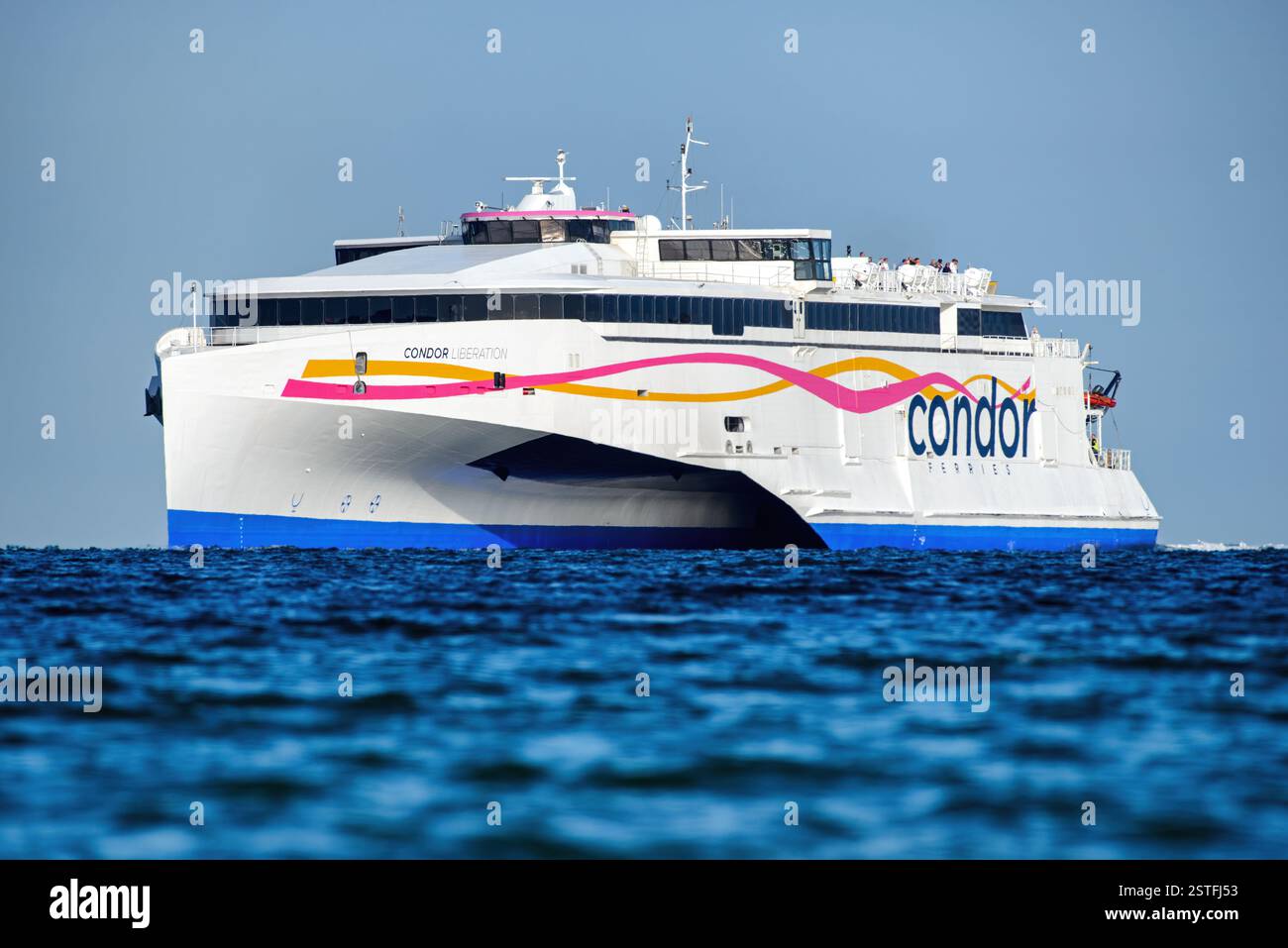 The high-speed ferry Condor Liberation operates a ferry link between ...