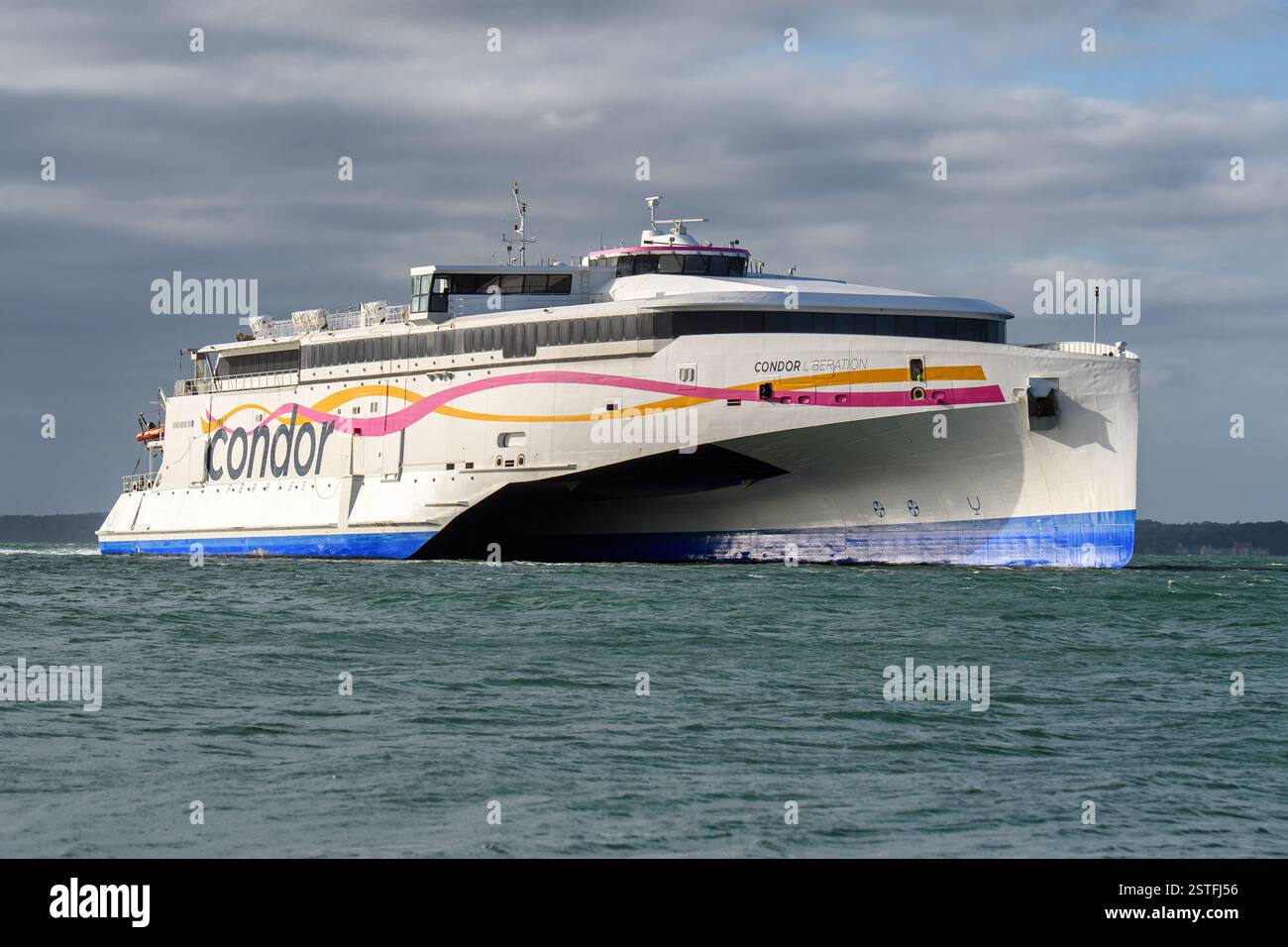 The high-speed ferry Condor Liberation operates a ferry link between ...