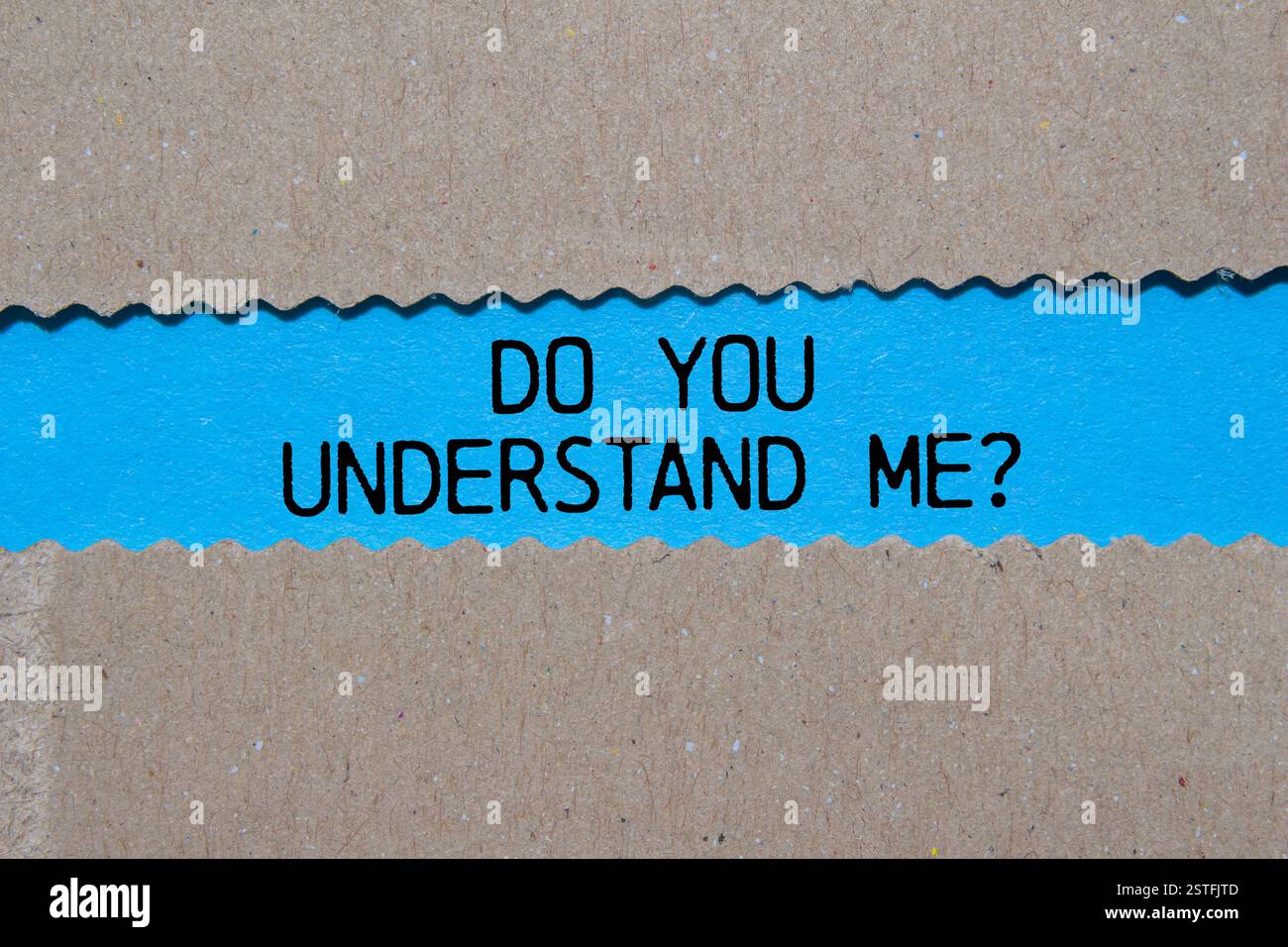 Do you understand me message written on ripped torn paper on blue ...