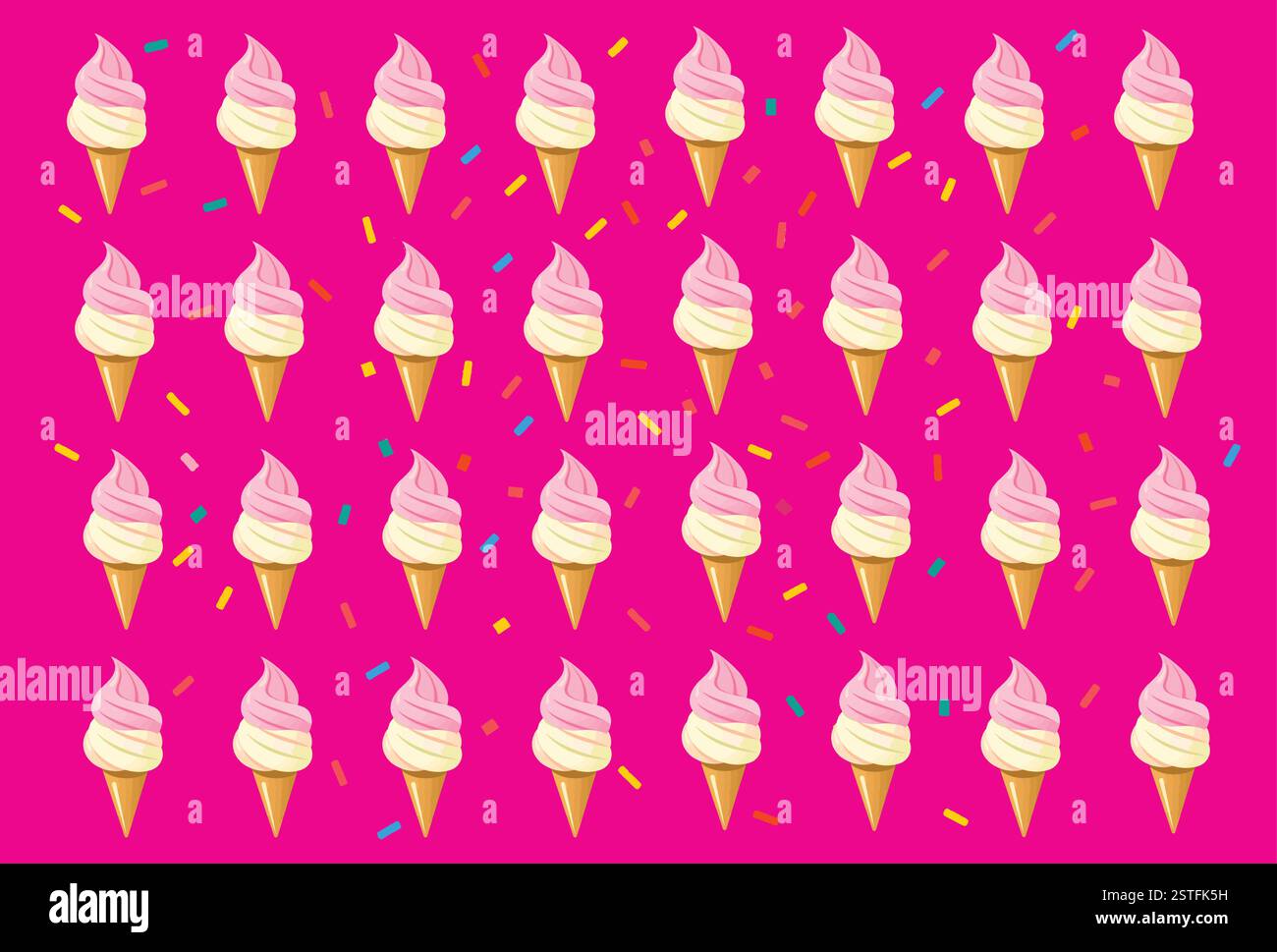 Ice Cream Cone Pattern with Colorful Sprinkles. Playful Summer Dessert ...