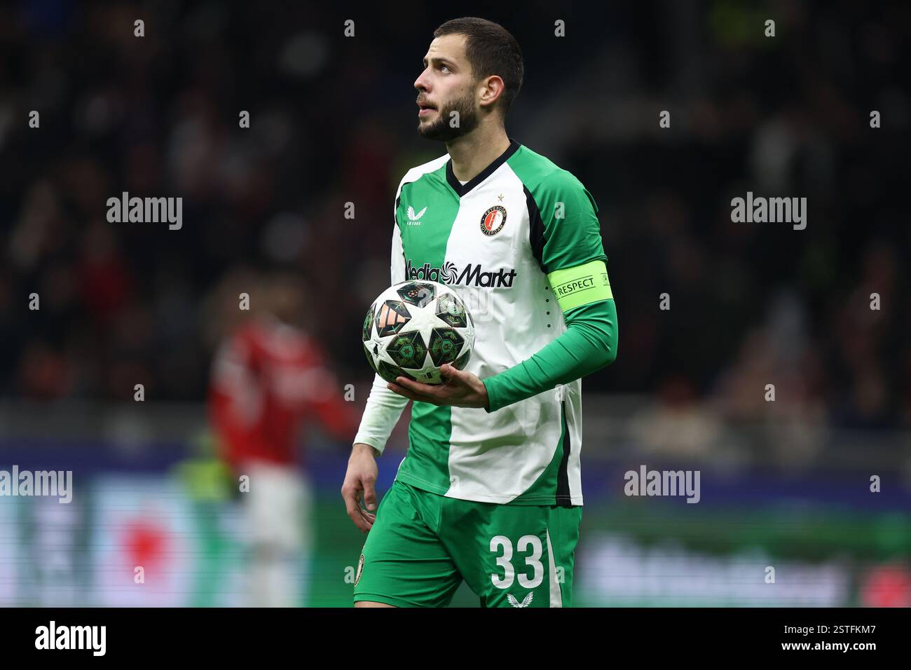 Milano, Italy. 18th Feb, 2025. David Hancko of Feyenoord looks on ...