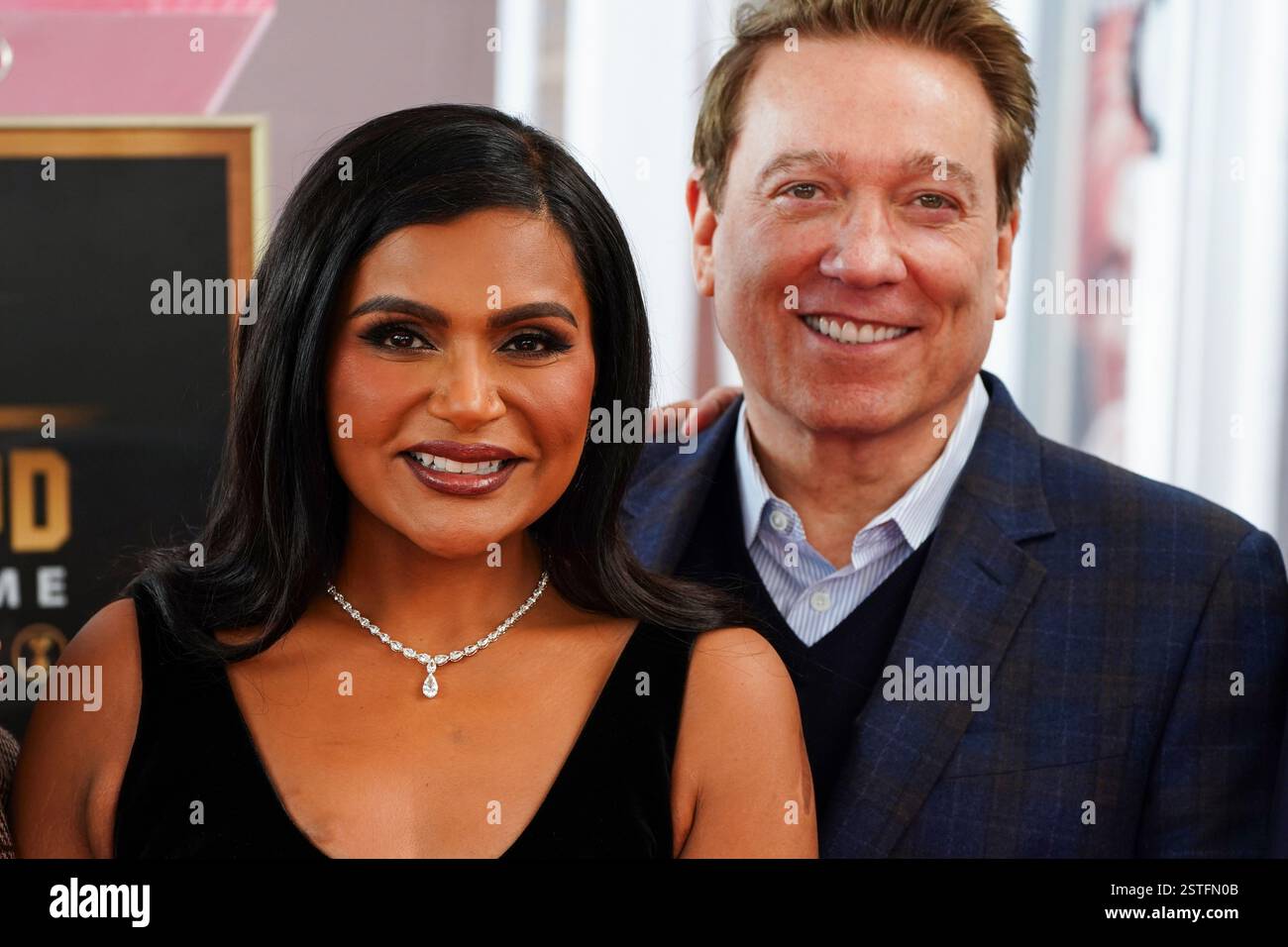 Mindy Kaling, left, and Kevin Huvane attend a ceremony honoring Kaling ...