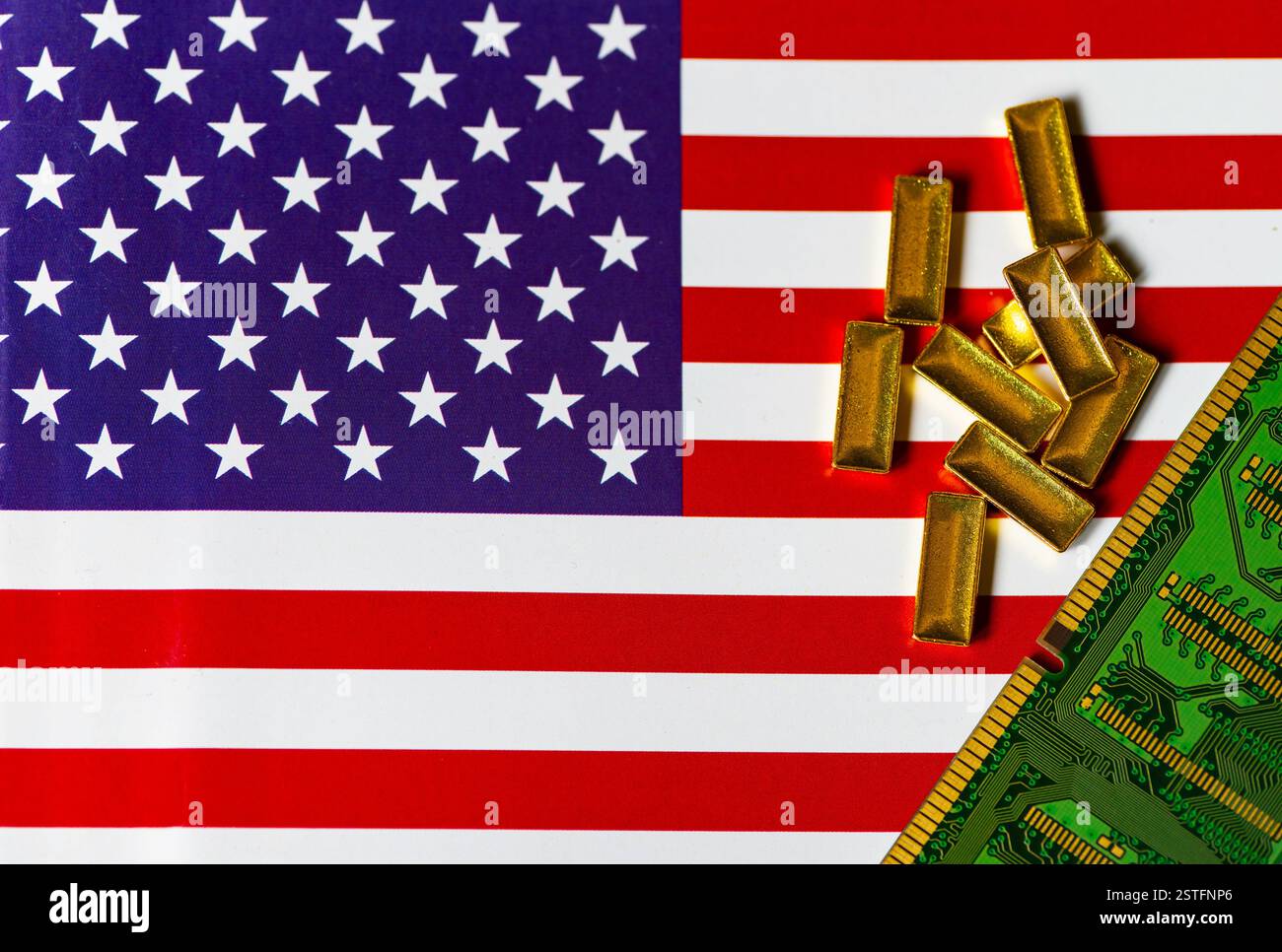 US Flag, Gold Bars and Microchips. America's Role in AI and ...
