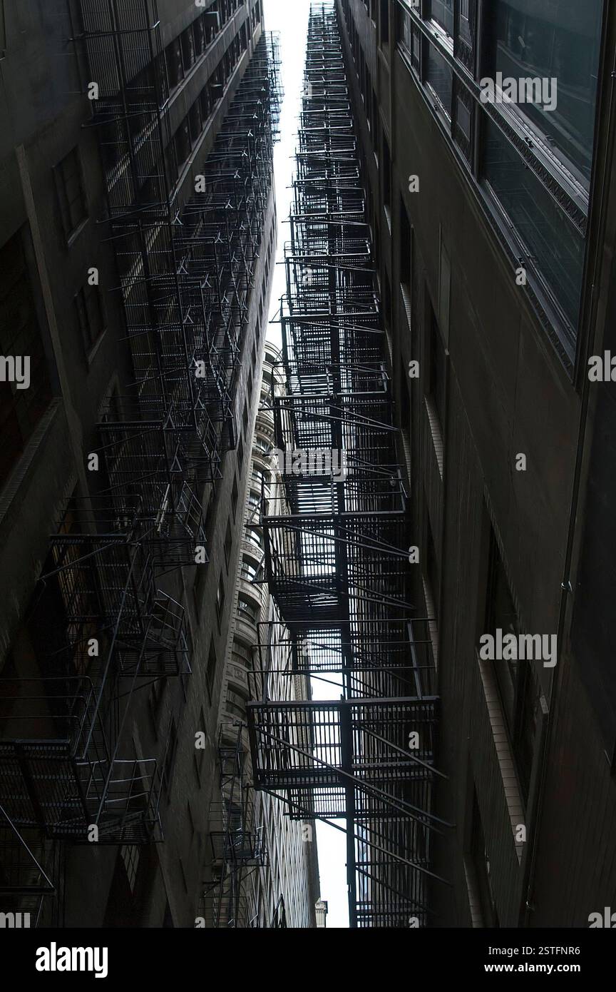 Chicago, Illinois, USA; characteristic evacuation Fire Escape Stairs ...