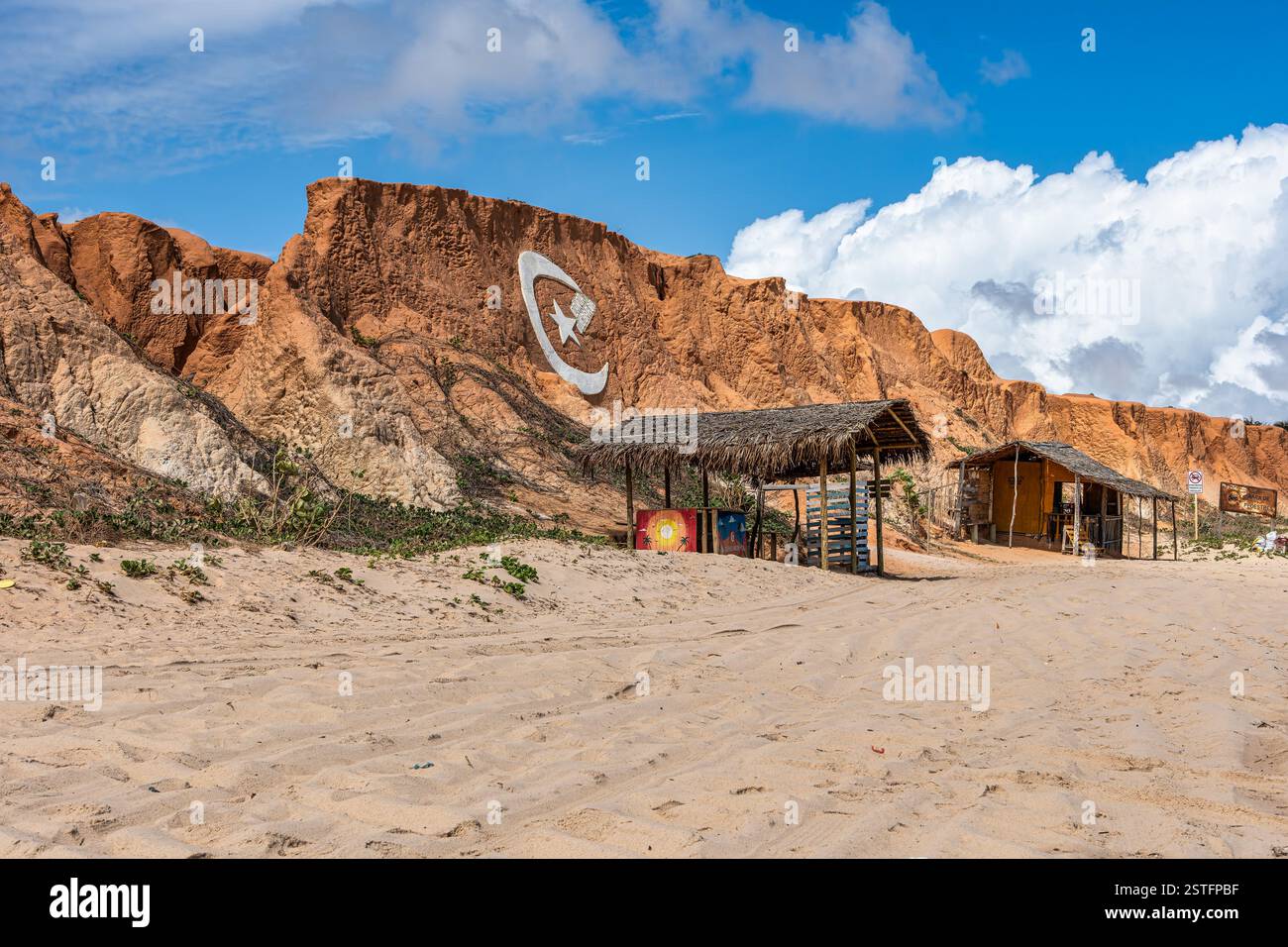 The rock formations at Canoa Quebrada Beach at Canoa Quebrada, state of ...