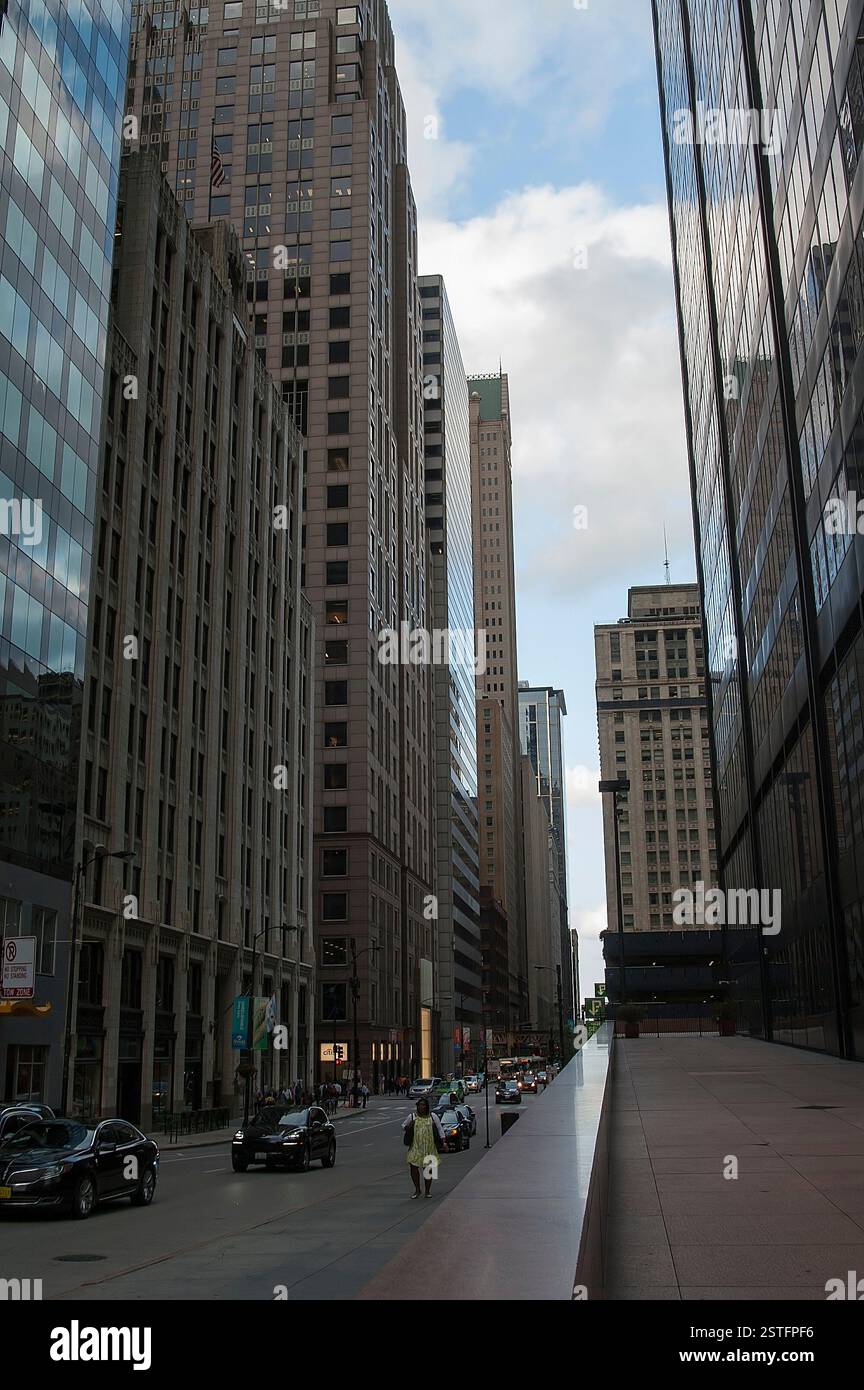 Chicago Loop, Illinois, USA; city center, downtown; S Franklin St near ...