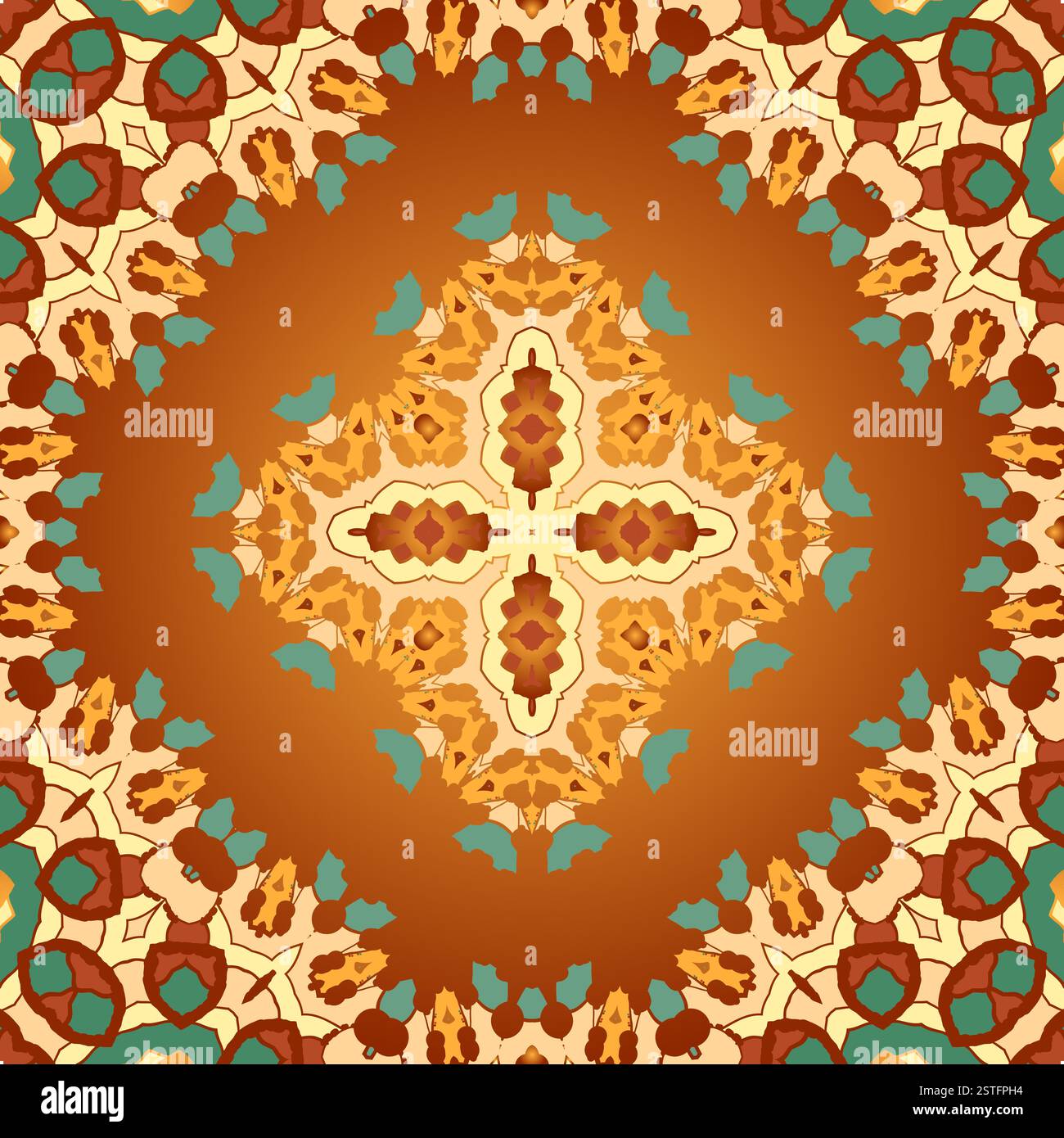 Brown and orange color seamles arabian print. Seamless vector ornate ...