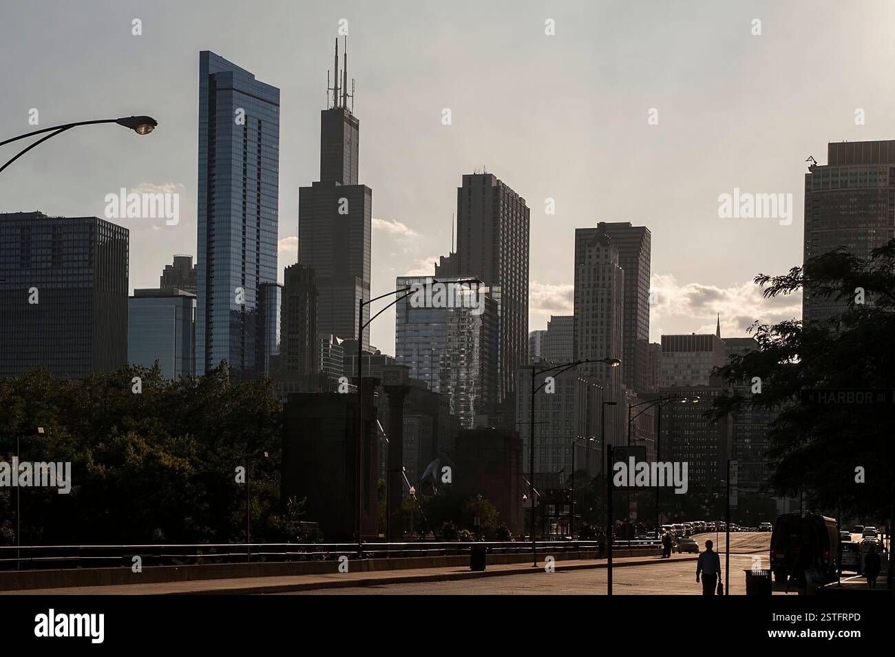 Chicago Loop, Illinois, USA; downtown; city center panorama with Willis ...