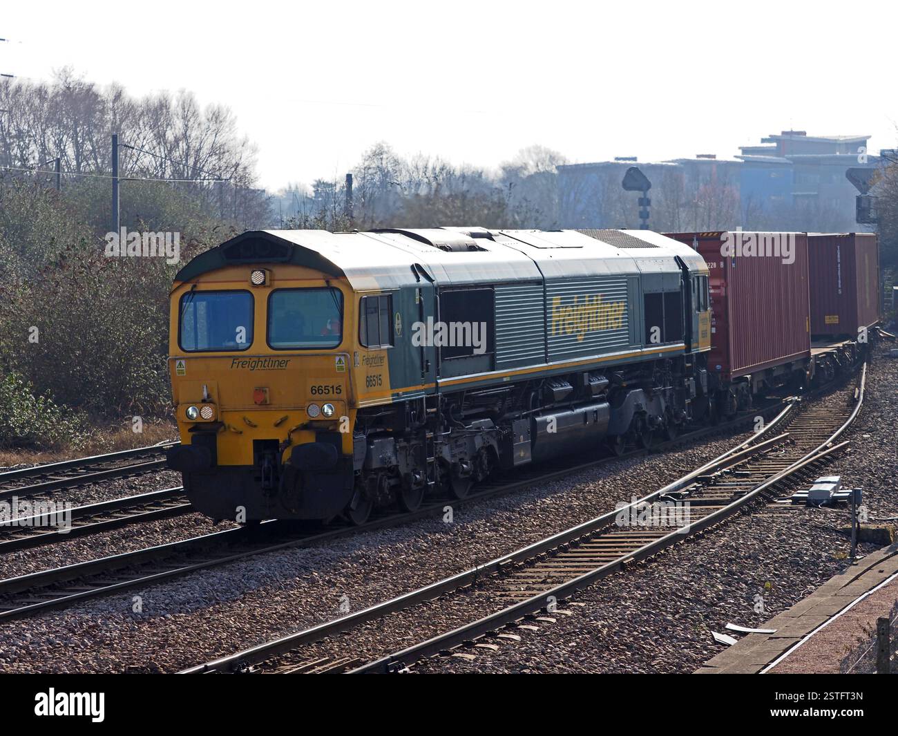 Freightliner Class 66 Locomotive 66515 passes Peterborough with an ...
