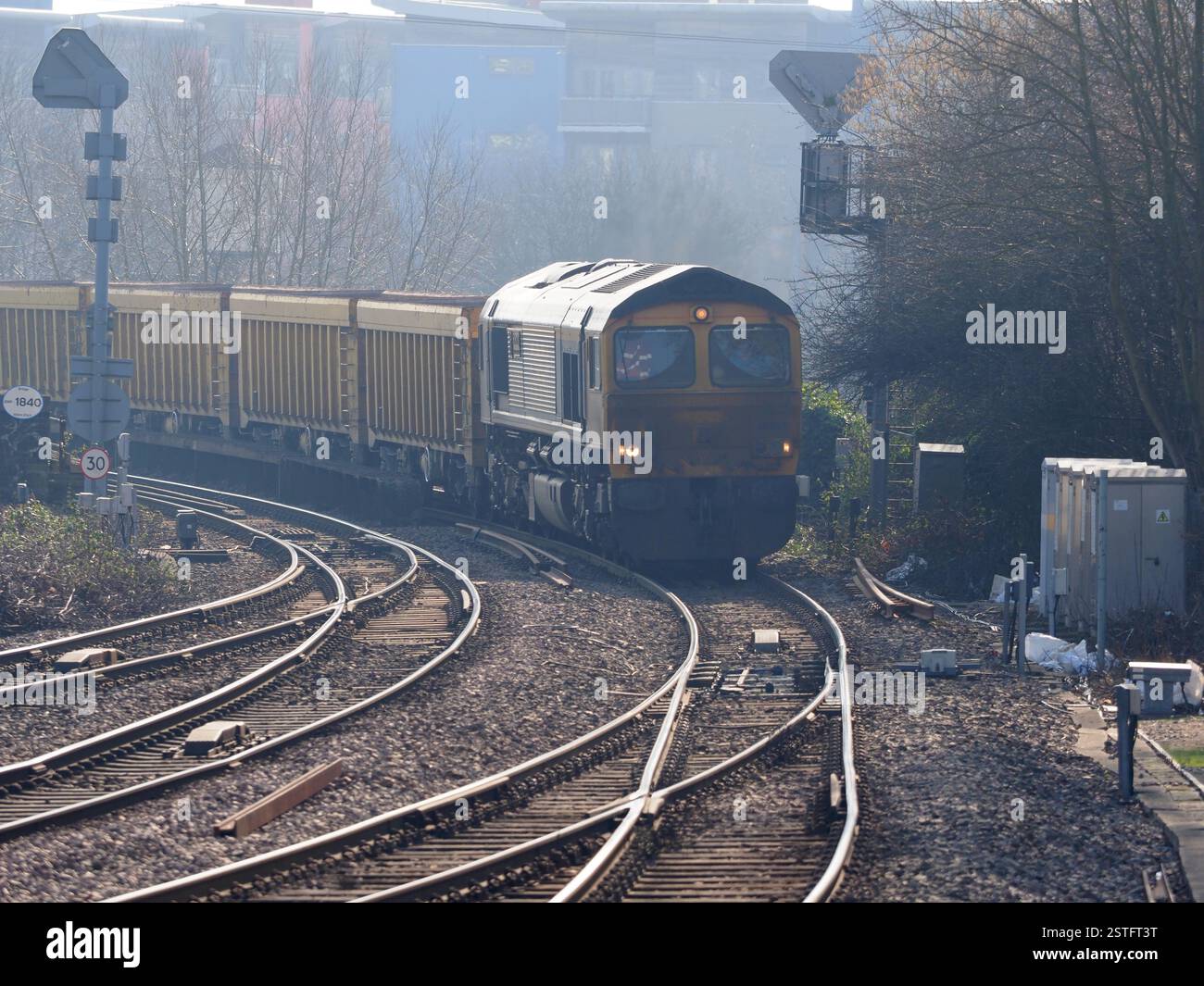 GBRF Class 66 Locomotive 66707 passes Peterborough with a Network Rail ...