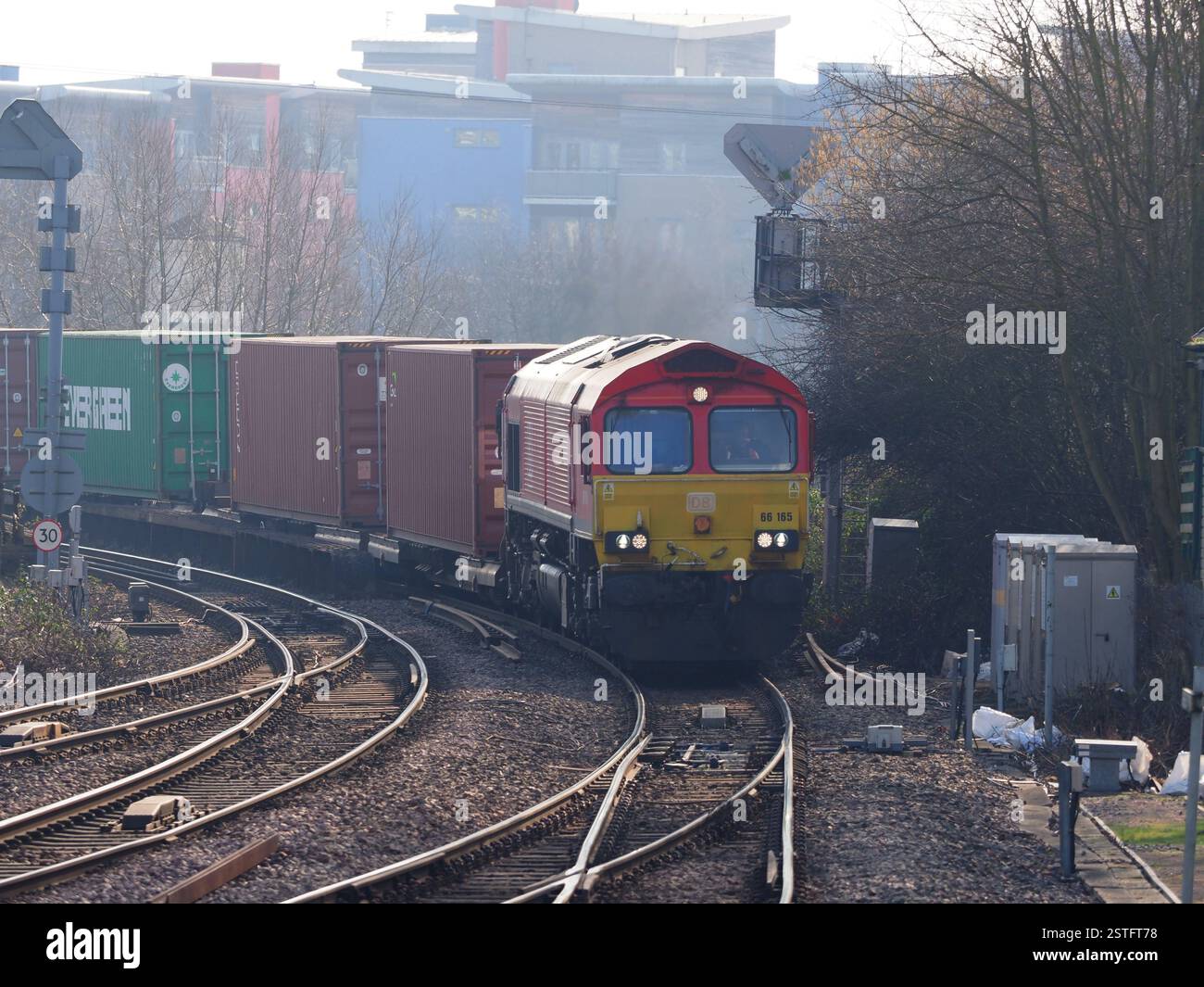 DB Cargo Class 66 Locomotive 66165 passes Peterborough with an ...