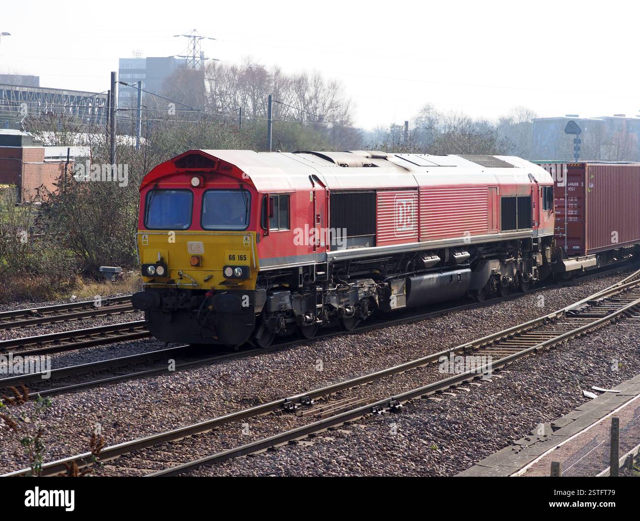 DB Cargo Class 66 Locomotive 66165 passes Peterborough with an ...