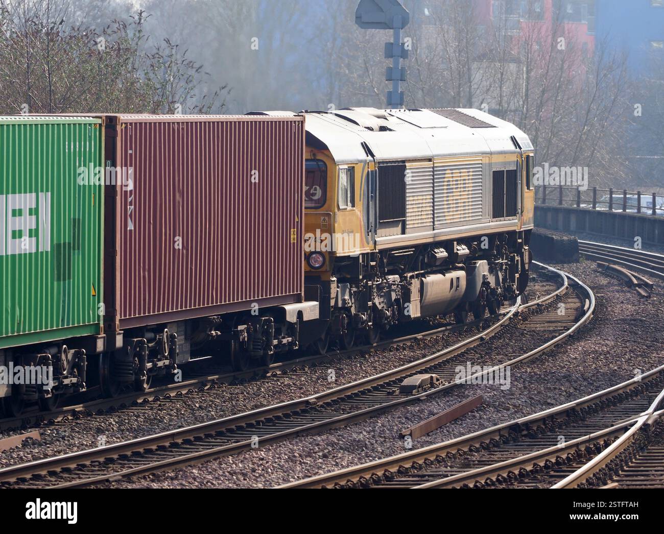GBRF Class 66 Locomotive 66745 passes Peterborough with an intermodal ...