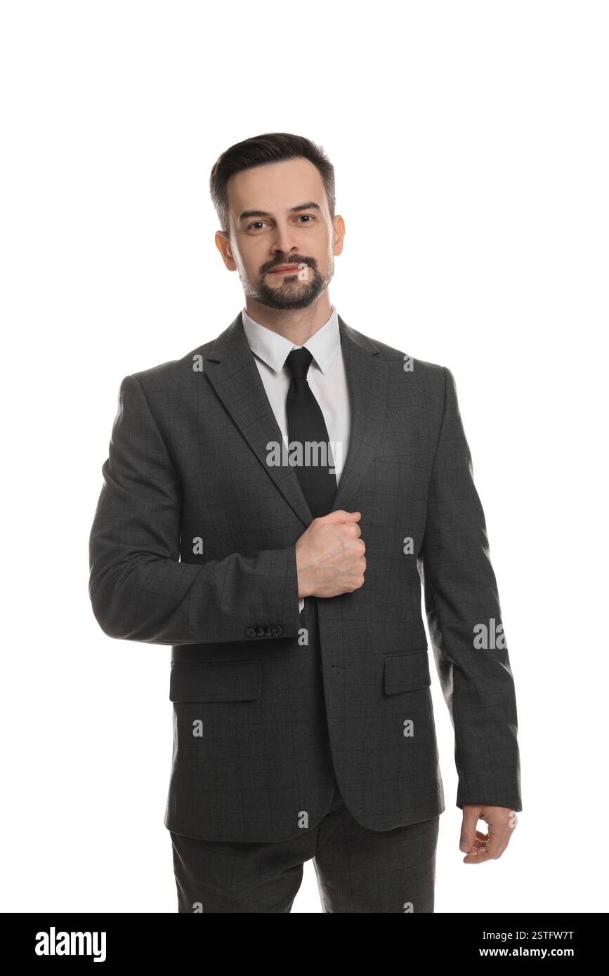 Man in classic grey suit Cut Out Stock Images & Pictures - Alamy