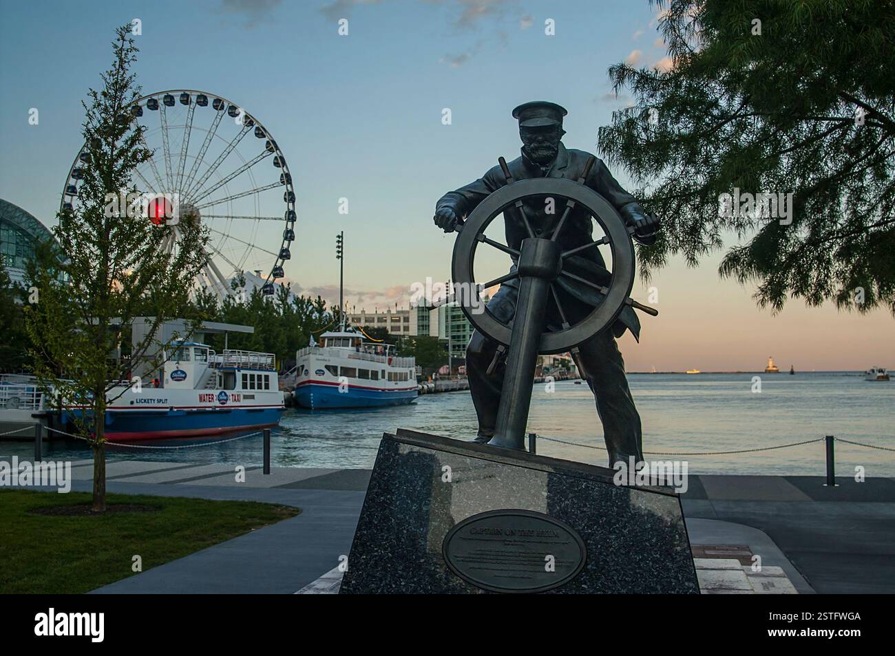 Chicago, Illinois, USA; Lake Michigan; Navy Pier; Captain on the Helm ...
