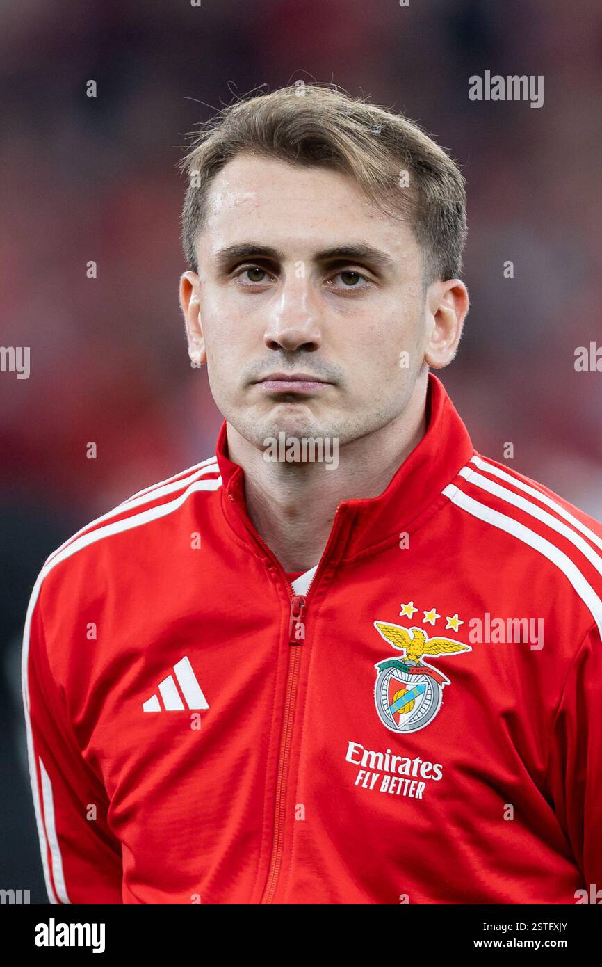 February 18, 2025. Lisbon, Portugal. Benfica's forward from Turkey Kerem Akturkoglu (17) in ...