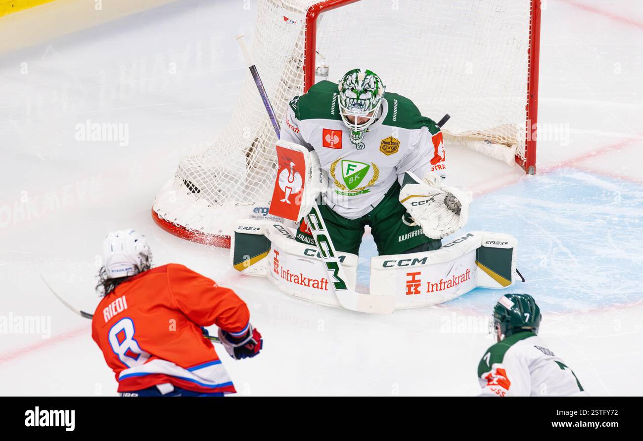 Zurich, Switzerland, 18th Feb 2025:#8 Willy Riedi (ZSC Lions) with the ...