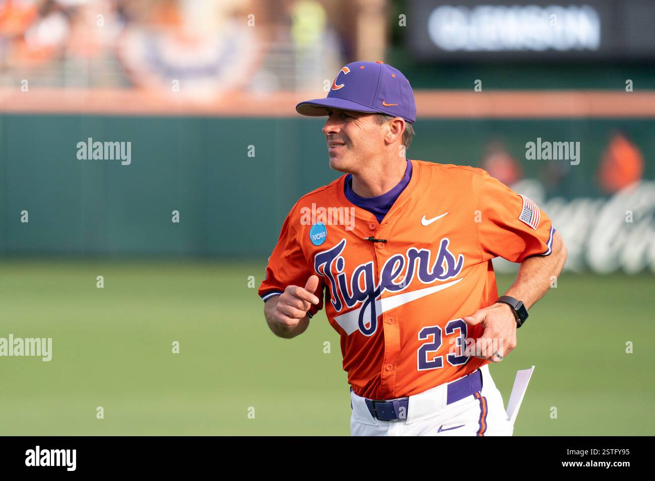 FILE - Clemson coach Erik Bakich jogs across the field before an NCAA ...