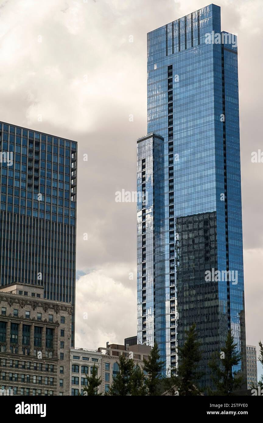 Chicago, Illinois, USA; Loop, The Legacy at Millennium Park; modern ...