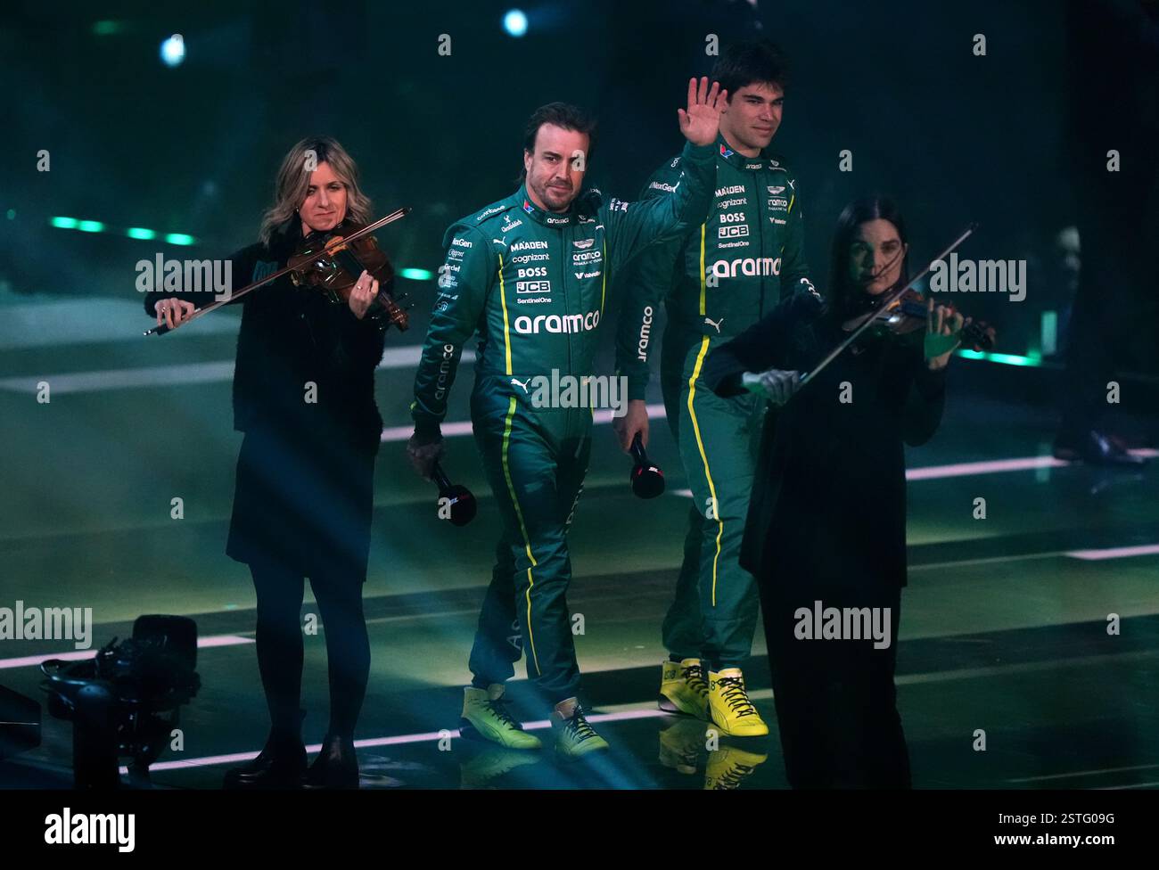 Aston Martin drivers Fernando Alonso and Lance Stroll during the F1 75 ...