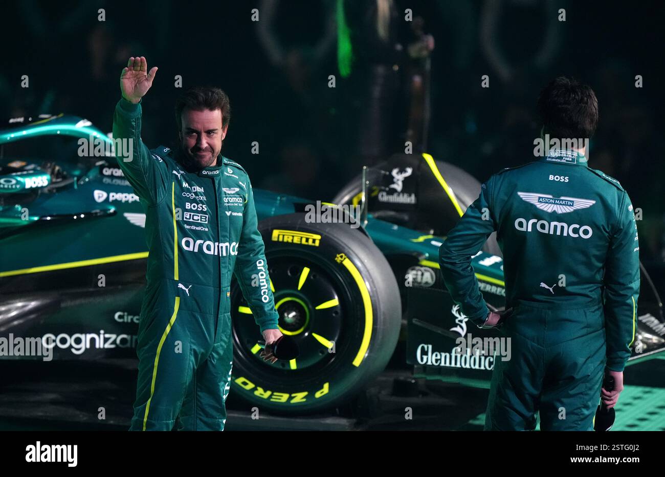 Aston Martin drivers Fernando Alonso and Lance Stroll during the F1 75 ...