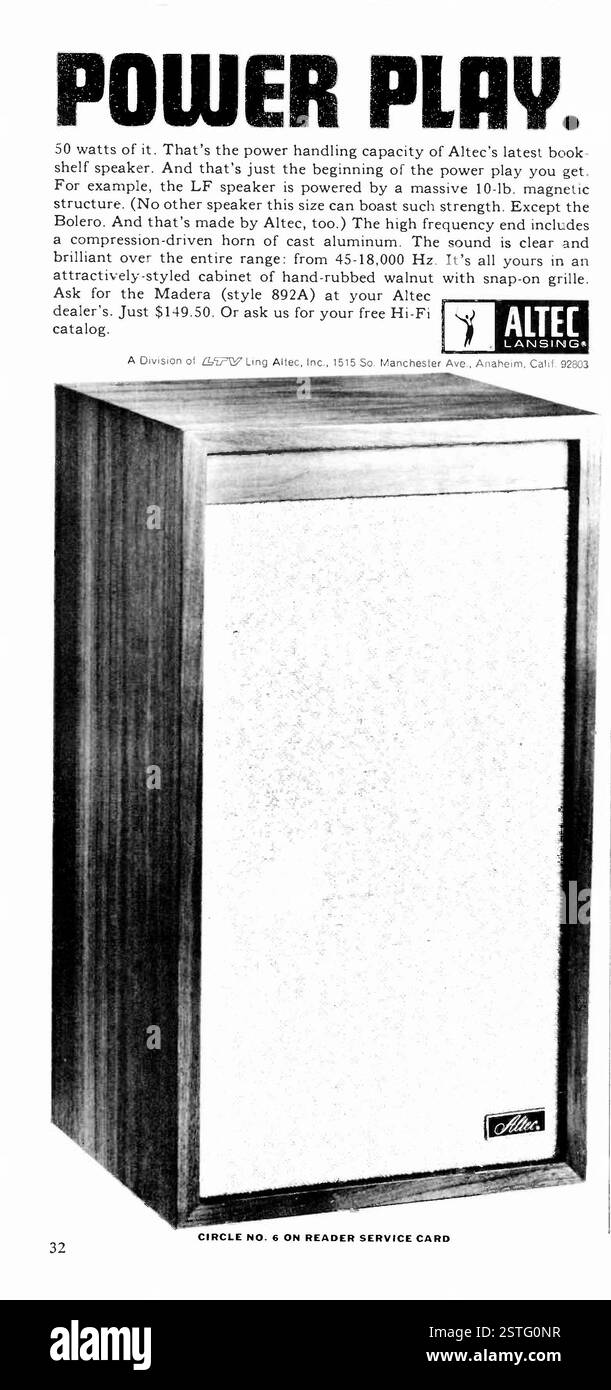 1968 US Altec Lansing LF speaker ad Stock Photo - Alamy