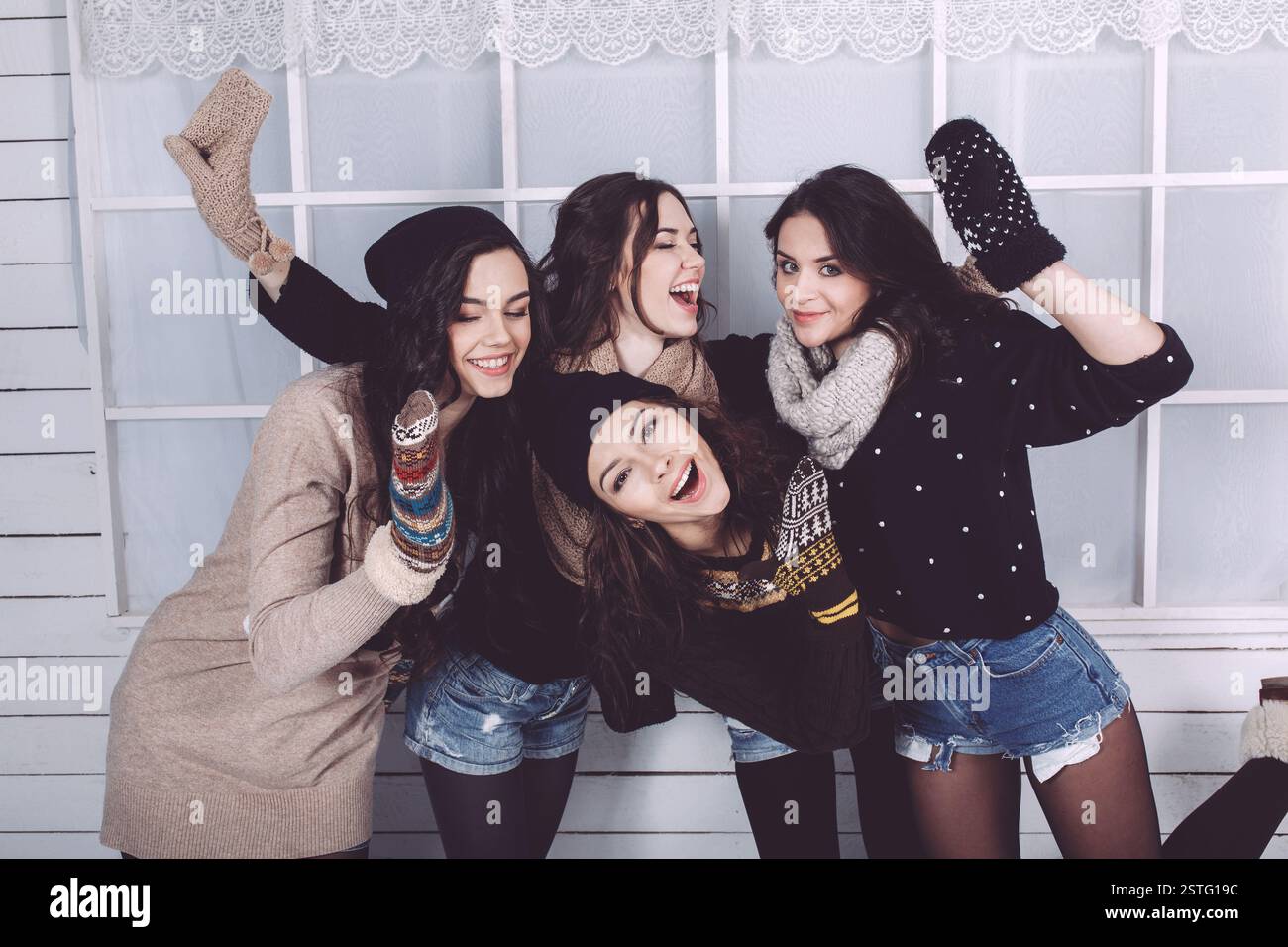 Cute girl having fun and posing for the camera Stock Photo - Alamy