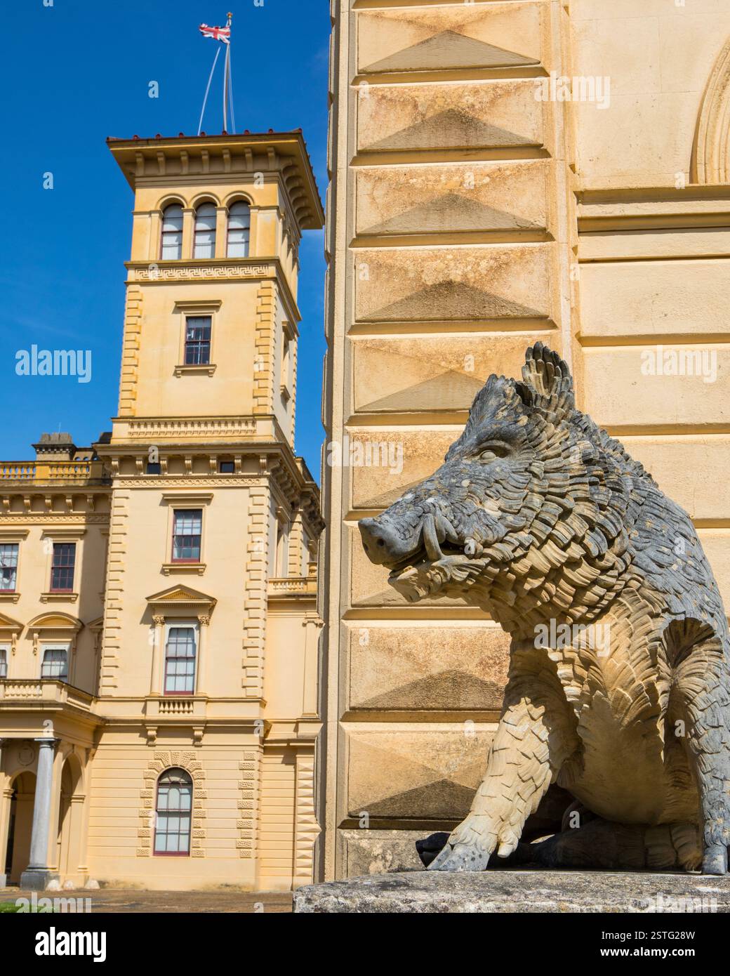 Isle of Wight, UK - May 3rd 2023: Close-up of a Boar sculpture on the ...