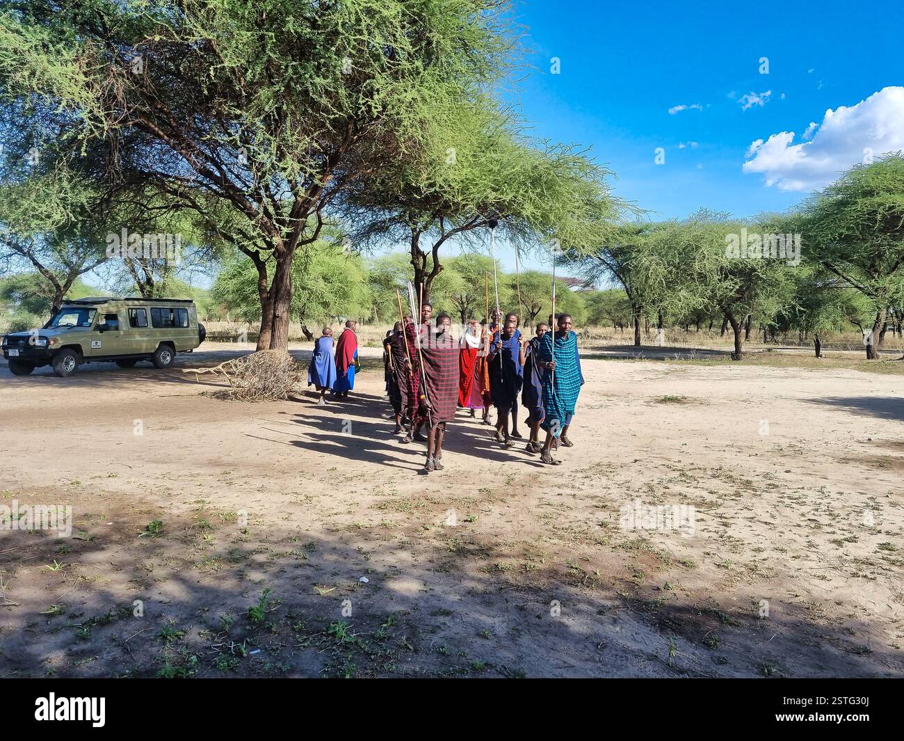 A Cultural Gathering of the Vibrant Maasai People Set Amidst the ...