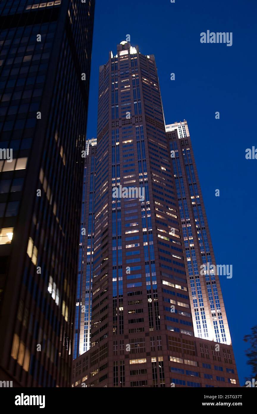 Chicago Loop, Illinois, USA; city center, downtown; city at dusk; 311 ...