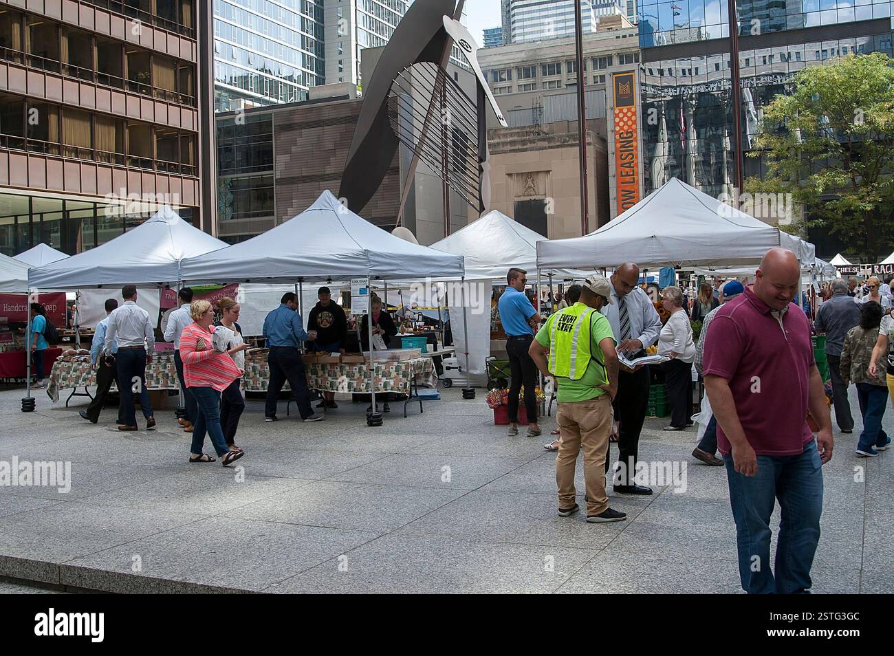 Chicago, Illinois, USA; Farmers market at Daley Plaza in Chicago's city ...