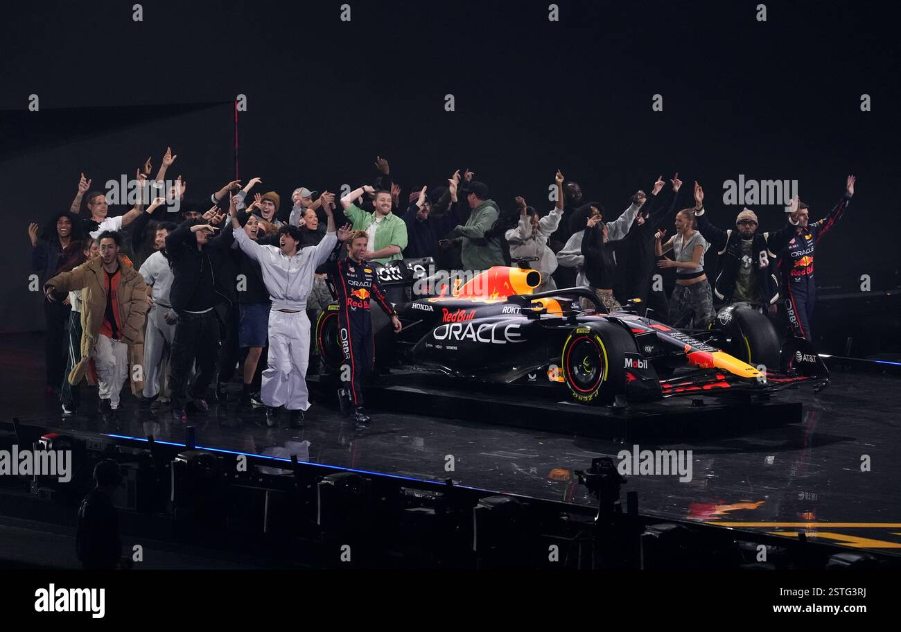 Red Bull drivers Max Verstappen and Liam Lawson as the livery for the ...