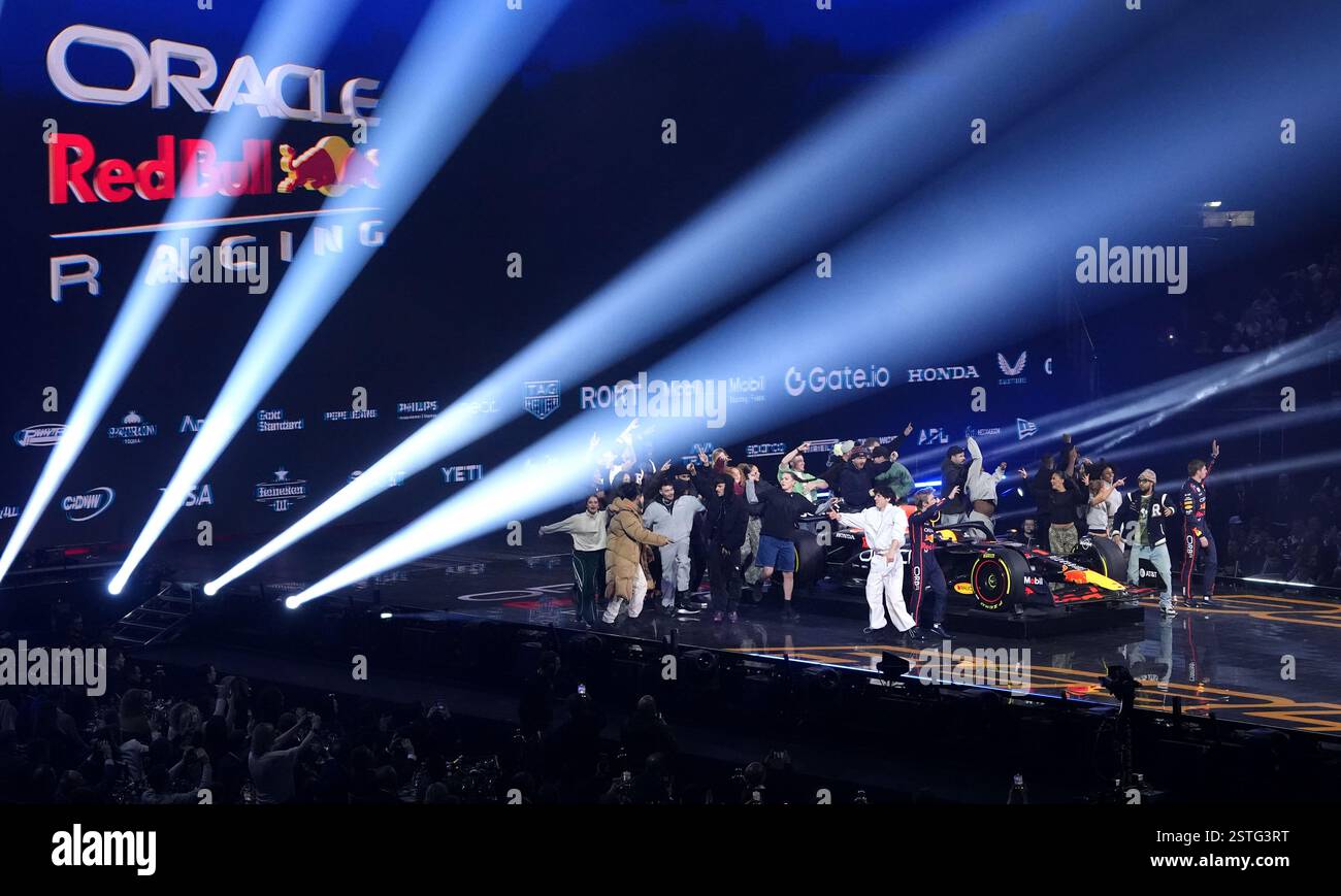 Red Bull drivers Max Verstappen and Liam Lawson as the livery for the ...