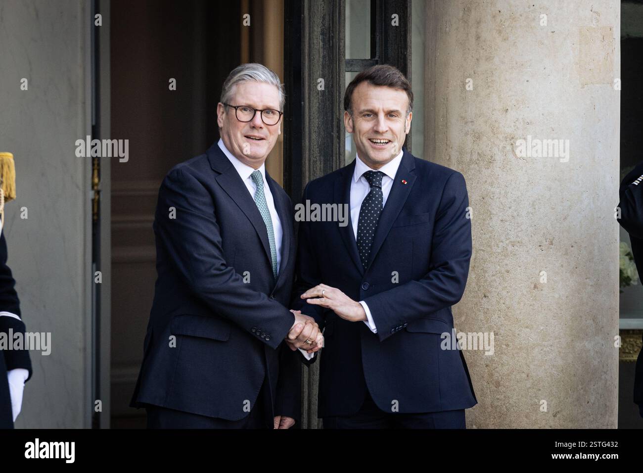 Paris, France. 17th Feb, 2025. French President Emmanuel Macron (R ...