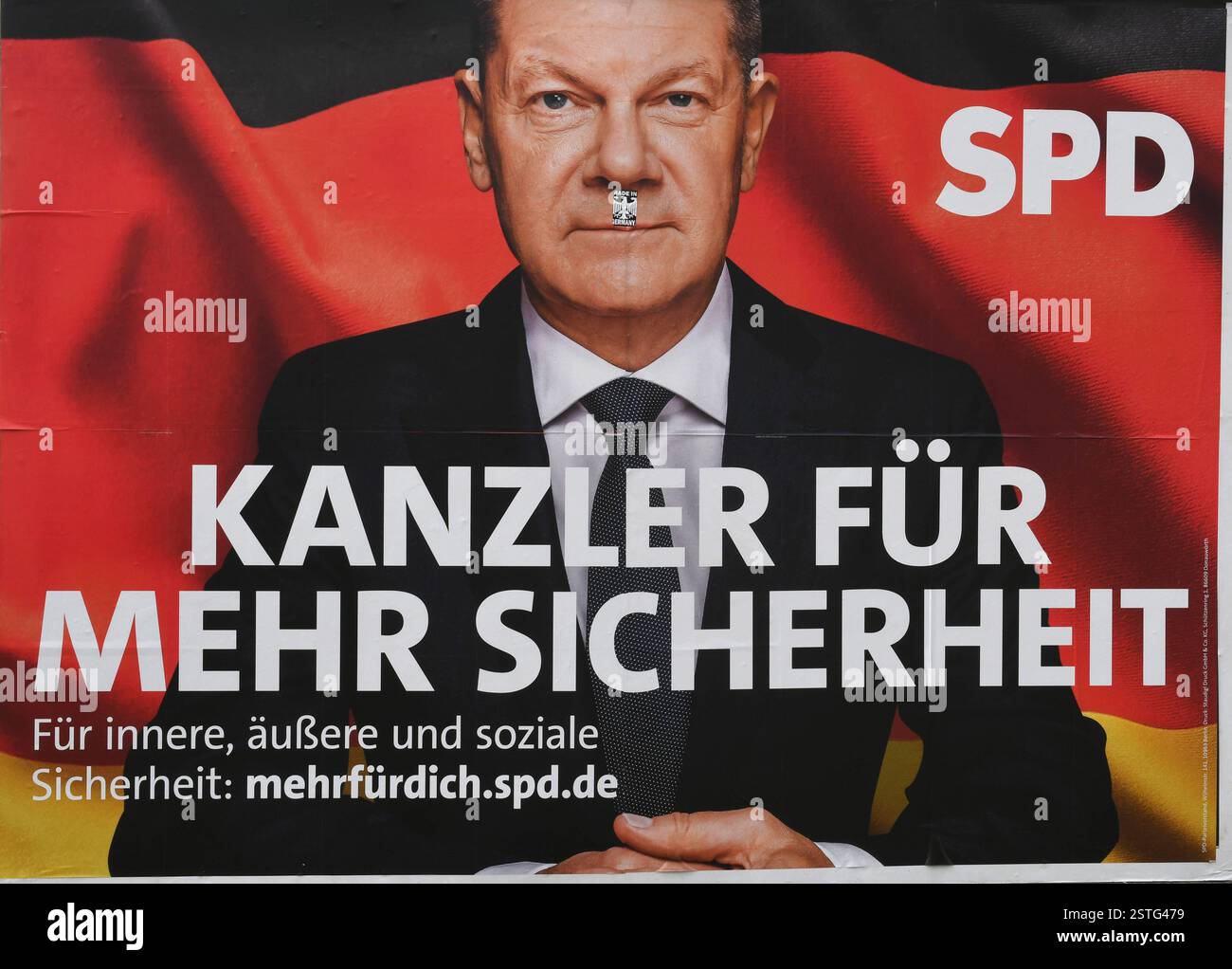 SPD-Grossplakat mit Olaf Scholz SPD Freiburg. Foto: W.Rothermel *** SPD ...